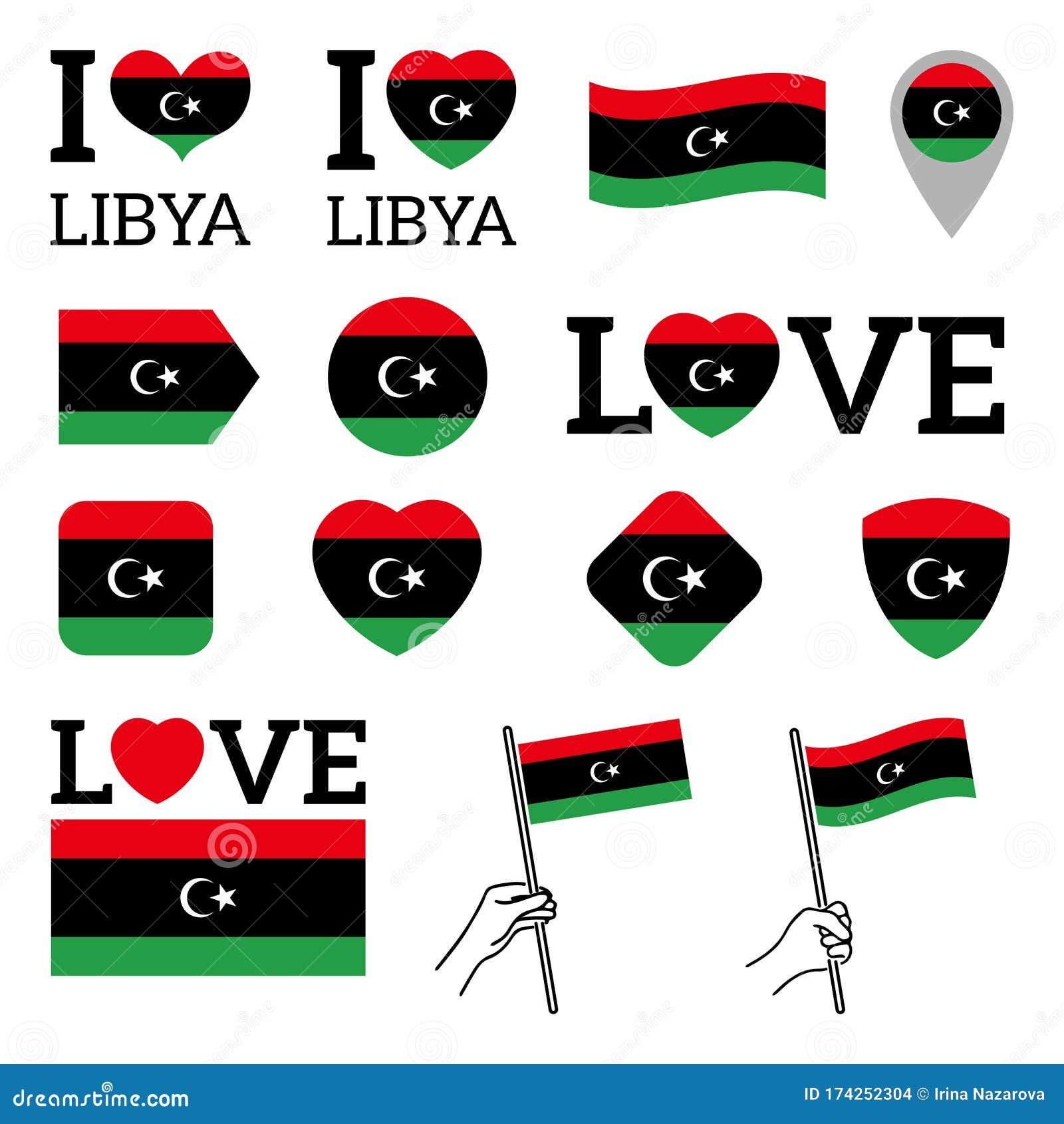Flag of Libya. Set of Vector Flags. Stock Vector - Illustration of ...