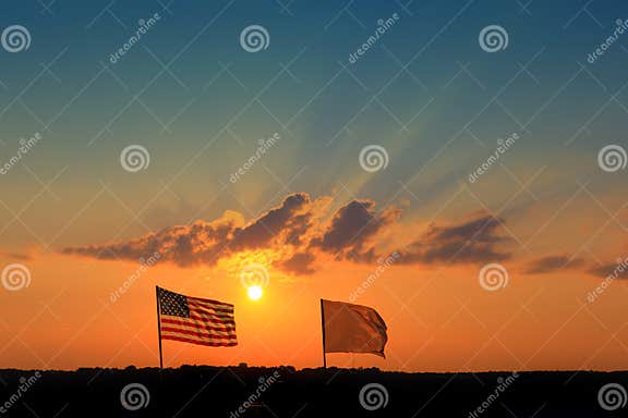 Flags Sunset stock image. Image of rest, flag, water - 20240699
