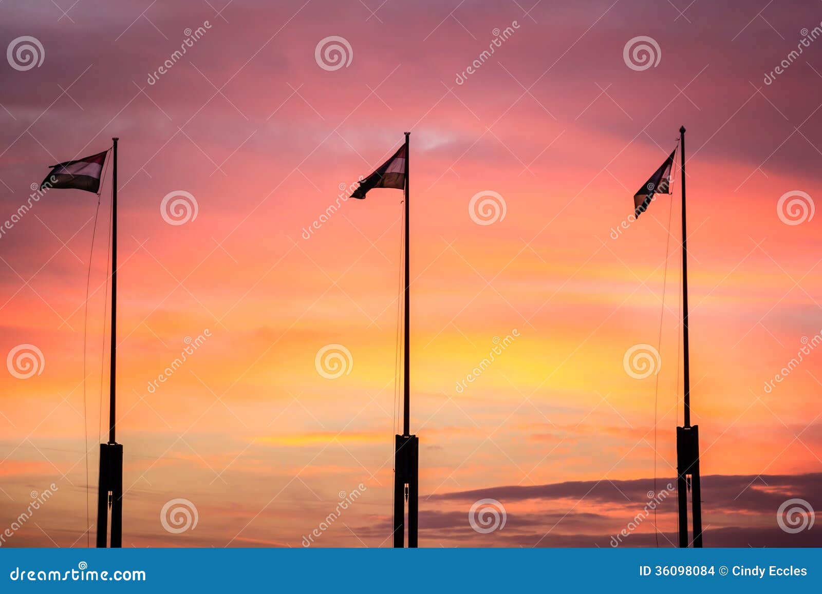 Flags in Sunset stock photo. Image of sunset, honor, pole - 36098084