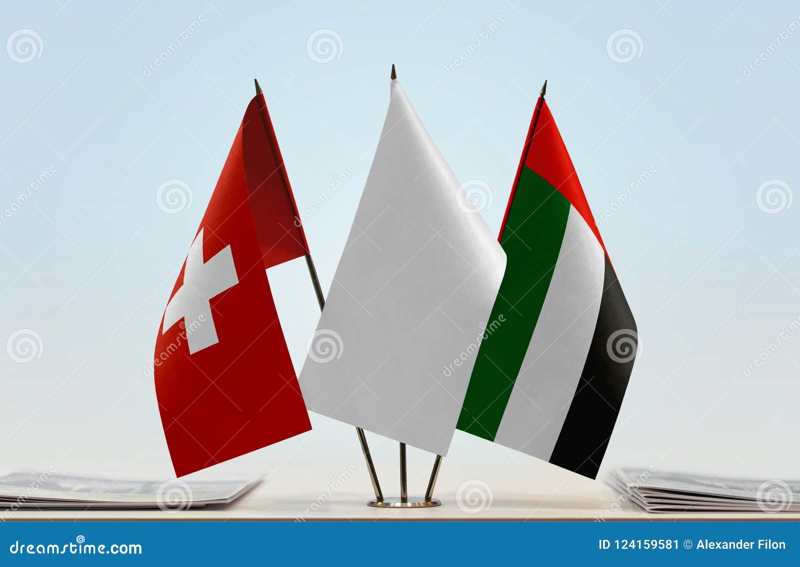 Flags of Switzerland and UAE Stock Image - Image of emirates, empty ...