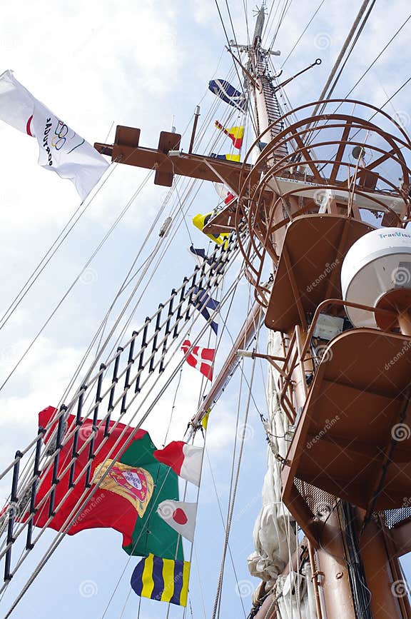 Flags on Tall Ship NRP Sagres Editorial Photo - Image of olympic ...