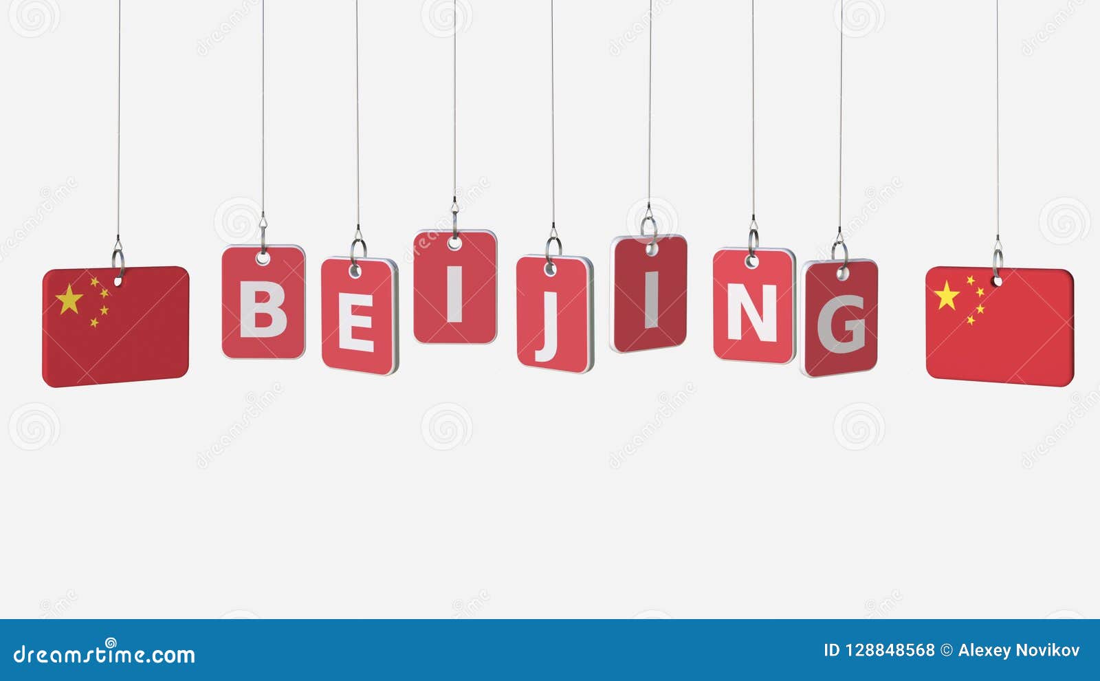 Tags Featuring Flags of CHINA and Beijing Text. 3D Rendering Stock ...