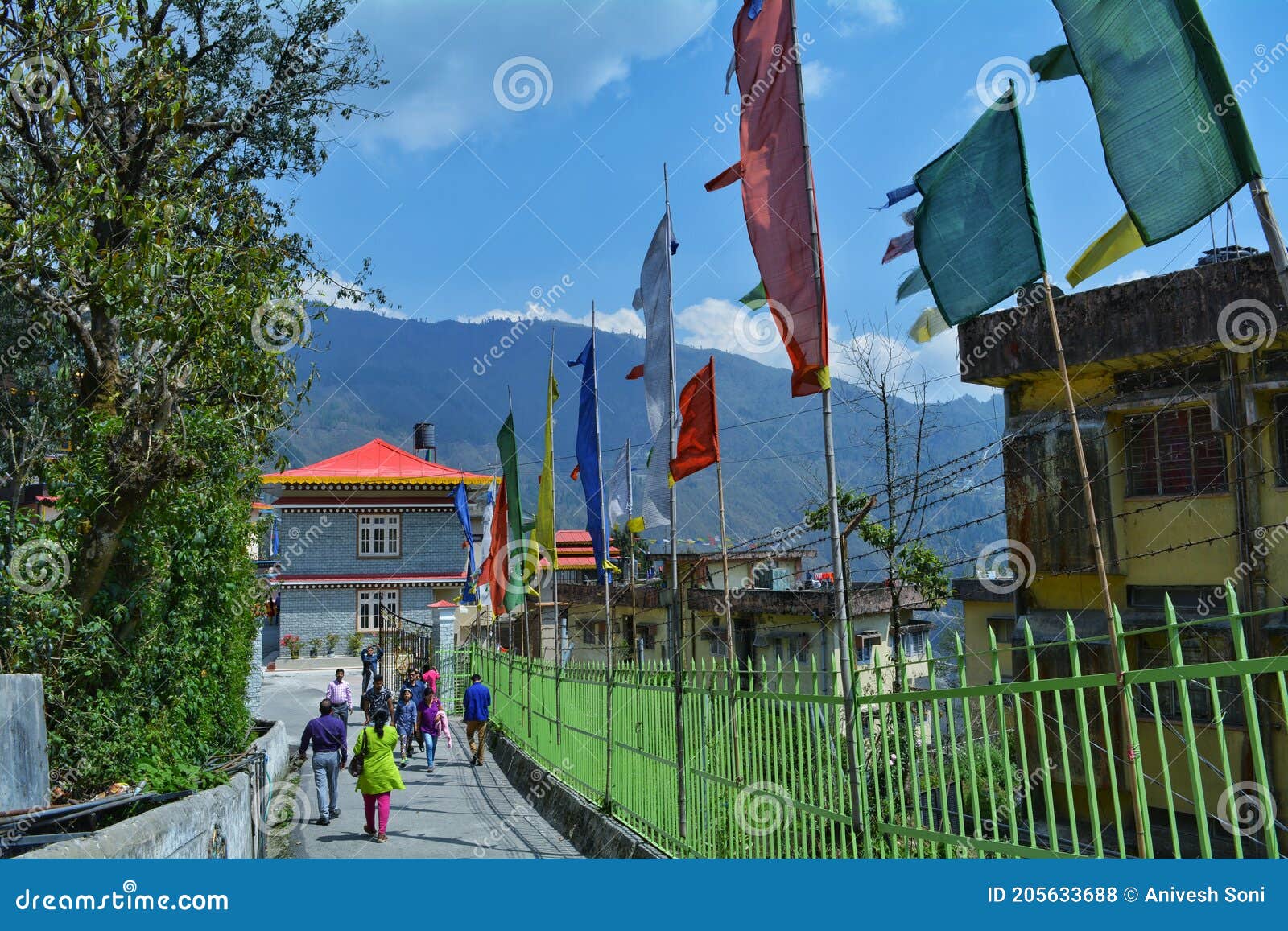 Flags on the Top of the Temple Editorial Stock Photo - Image of green ...
