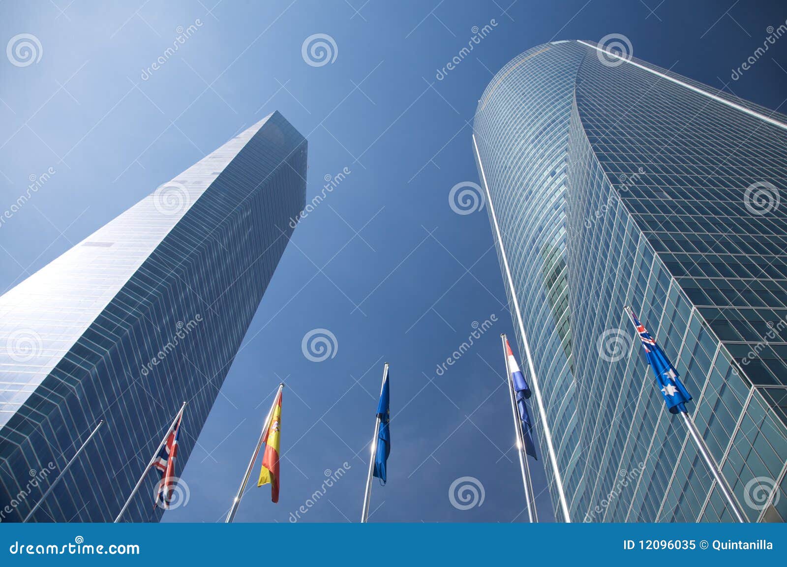 Flags and towers stock image. Image of blue, flag, window - 12096035