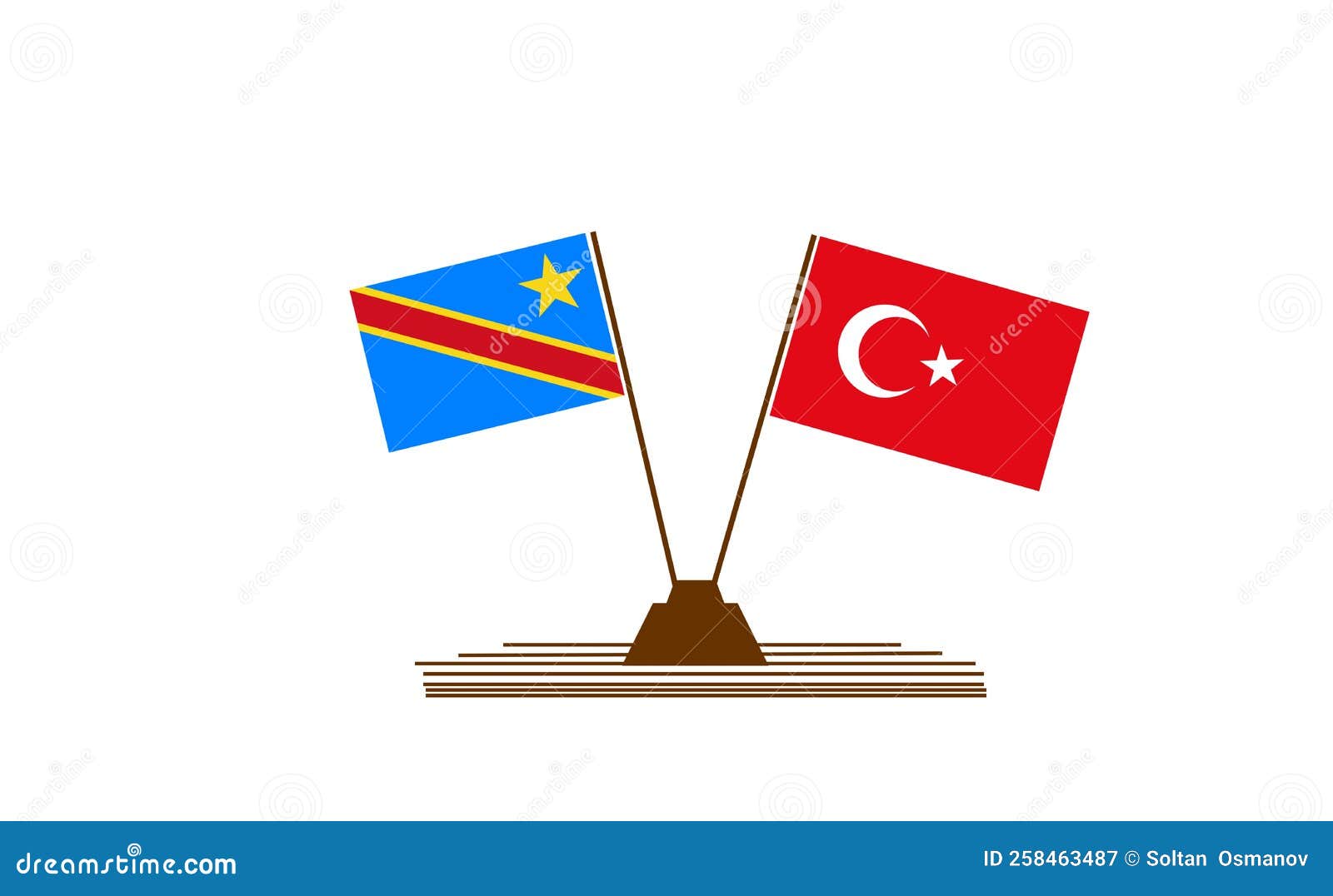 Flags of Turkey and Democratic Republic of the Congo. Partnership ...