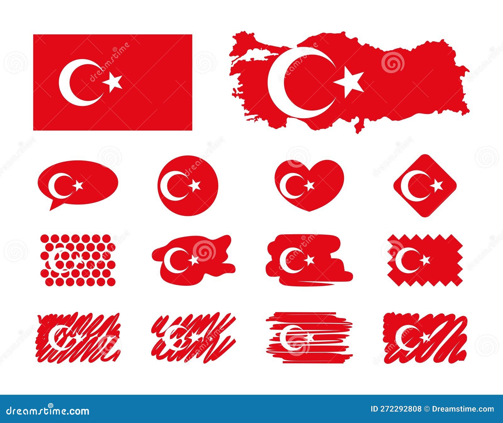 Flags of Turkey - Flat Collection. Flags of Different Shapes. Stock ...