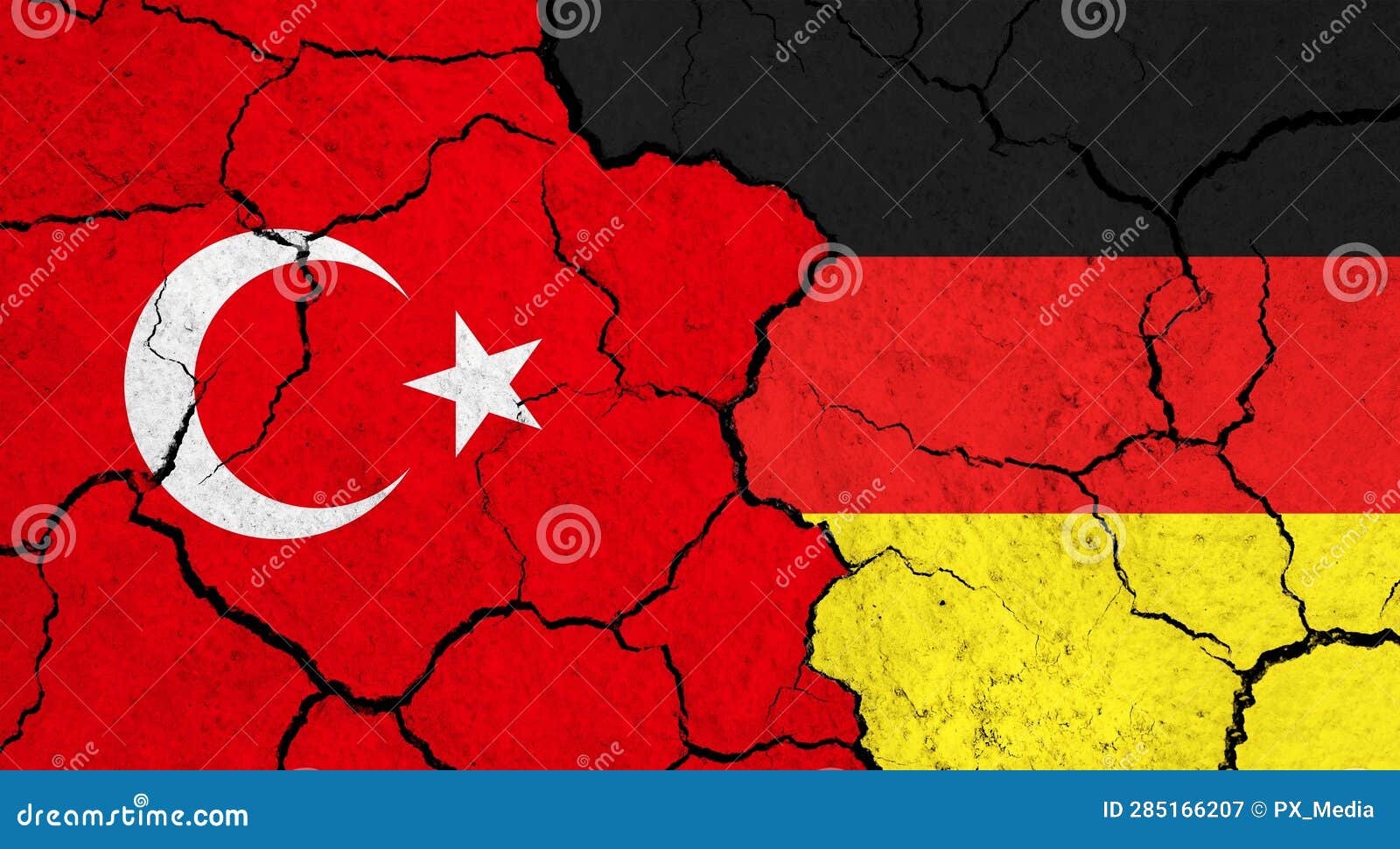 Flags of Turkey and Germany on Cracked Surface Stock Illustration ...