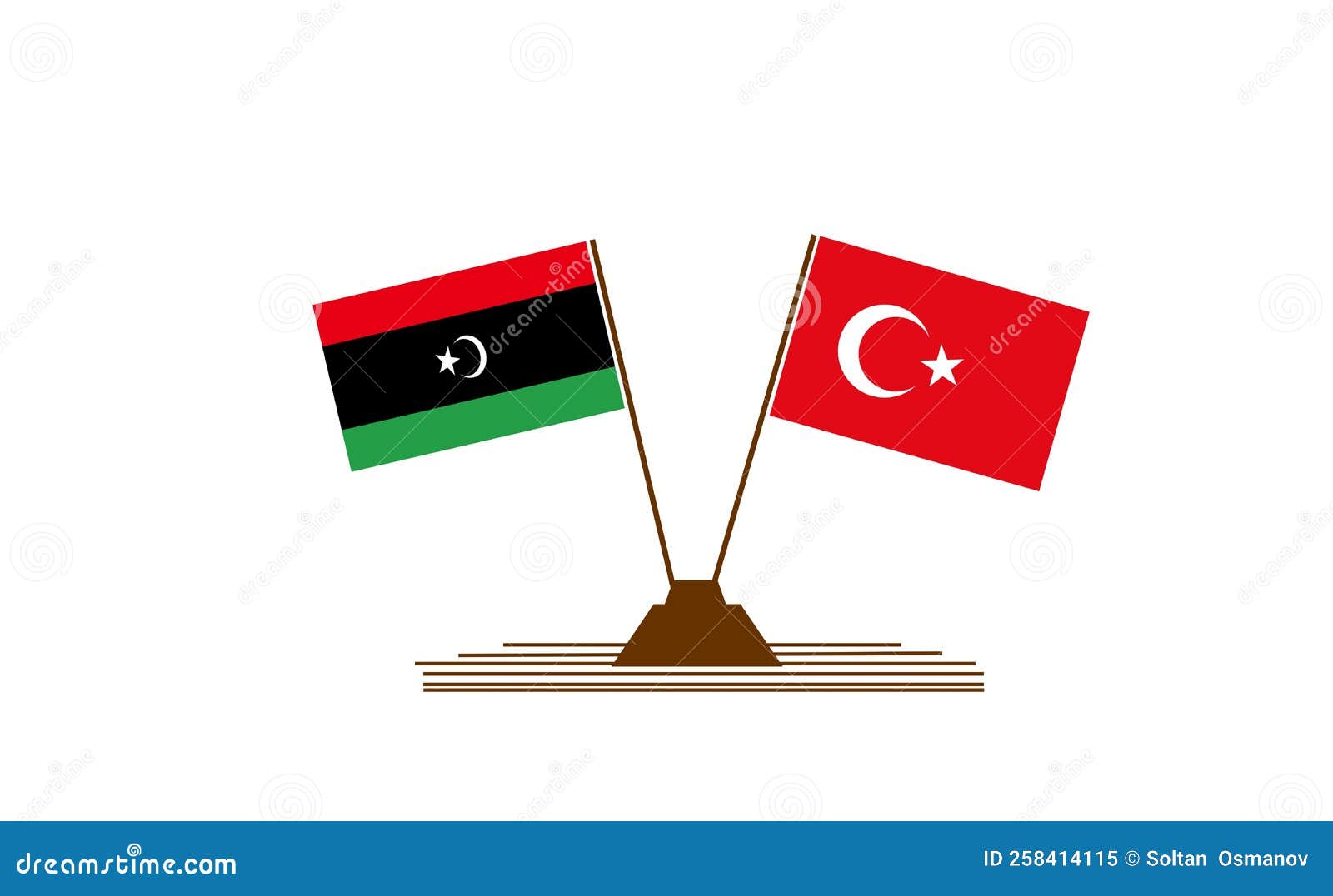 Flags of Turkey and Libya . Partnership. Background and Illustrations ...