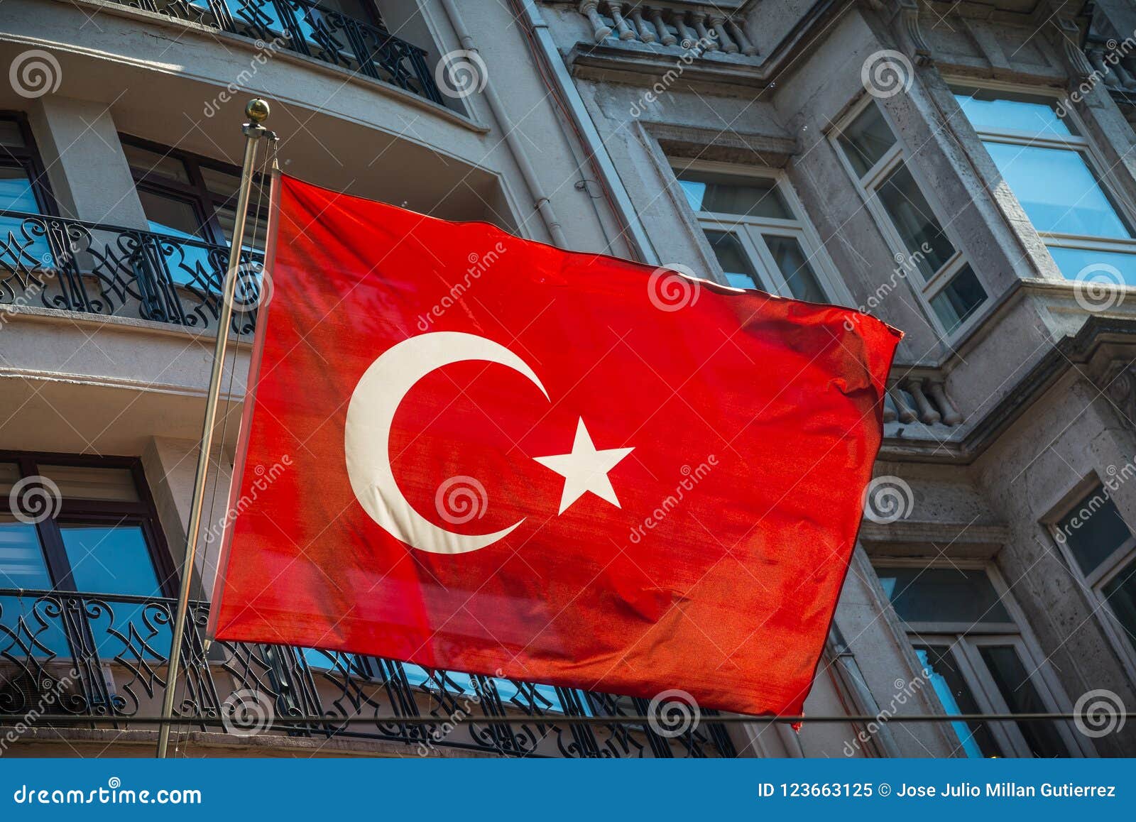 Flags Turkey stock image. Image of bridge, tells, city - 123663125