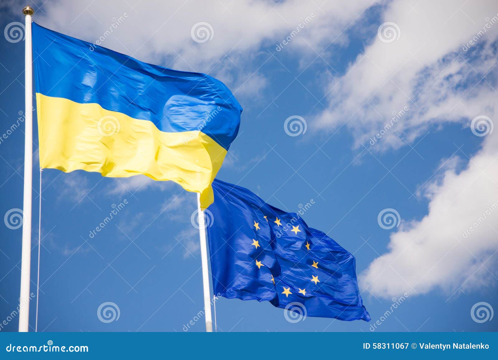 Flags of Ukraine and European Union (EU) Stock Image - Image of europe ...