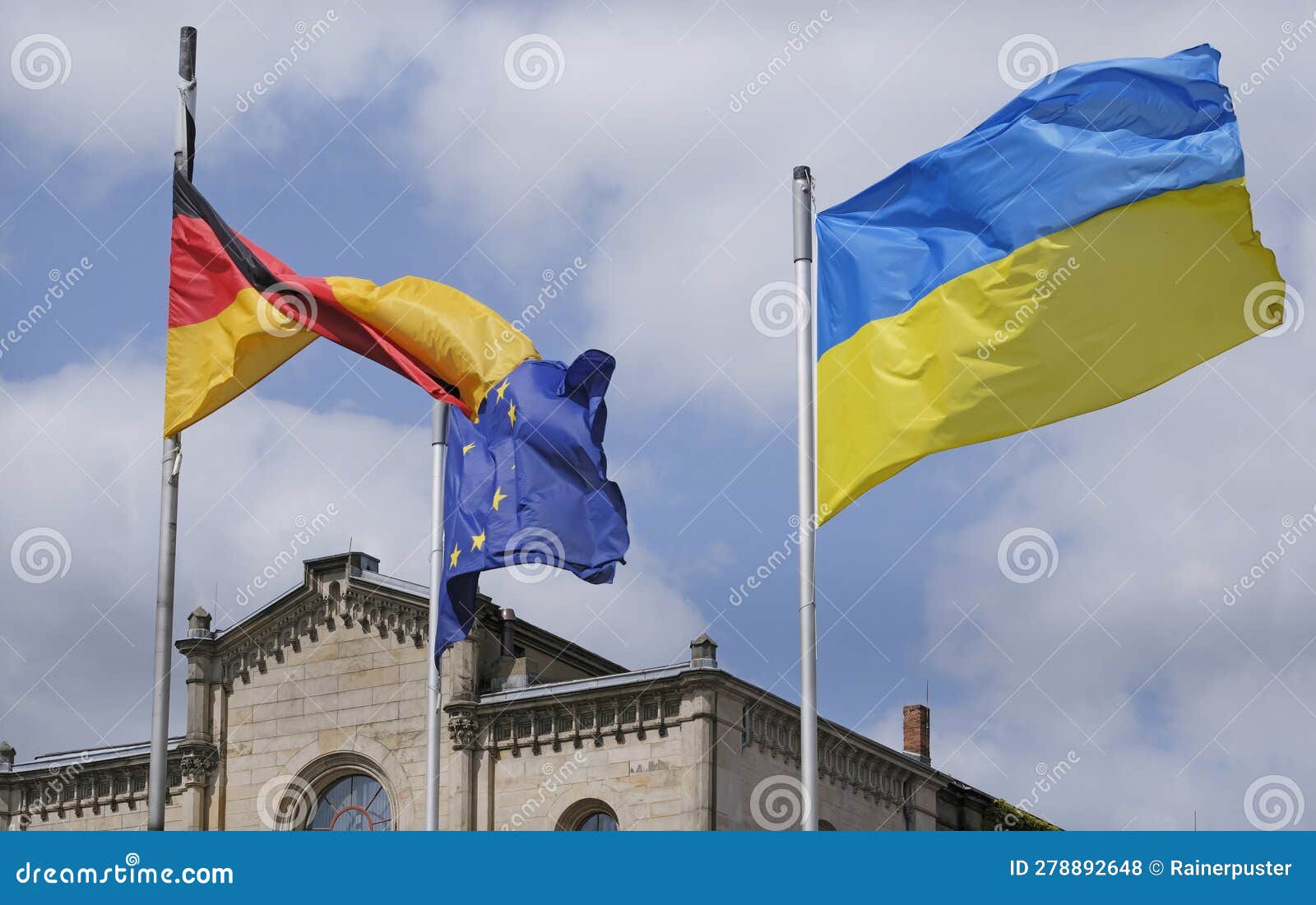 The Flags of Ukraine, Germany, and the EU Stock Photo - Image of flag ...