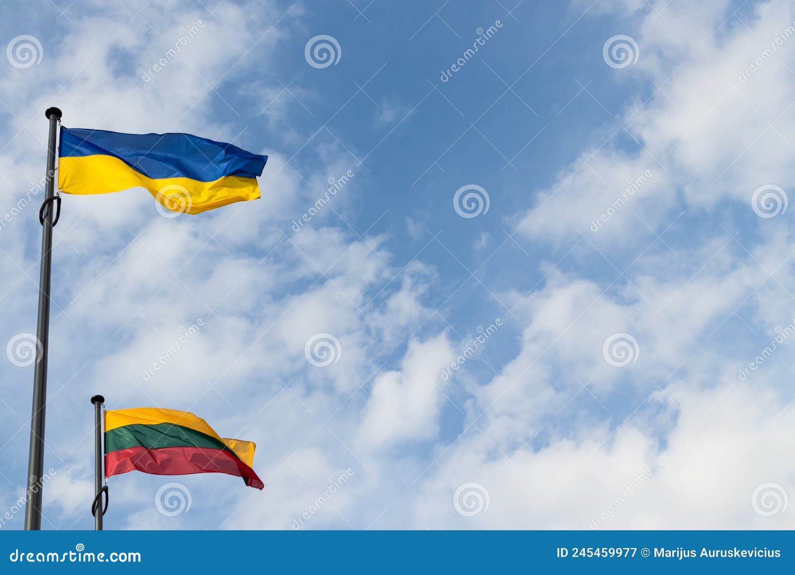 Flags of Ukraine and Lithuania Stock Image - Image of copy, space ...