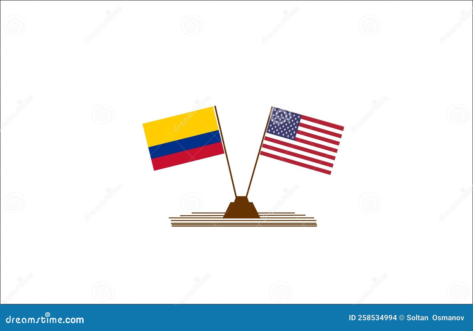 Flags of USA and Colombia. Partnership. Background and Illustrations ...