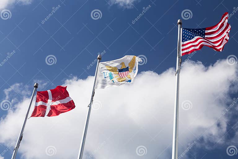 Flags of USVI in St Thomas stock image. Image of island - 29565661