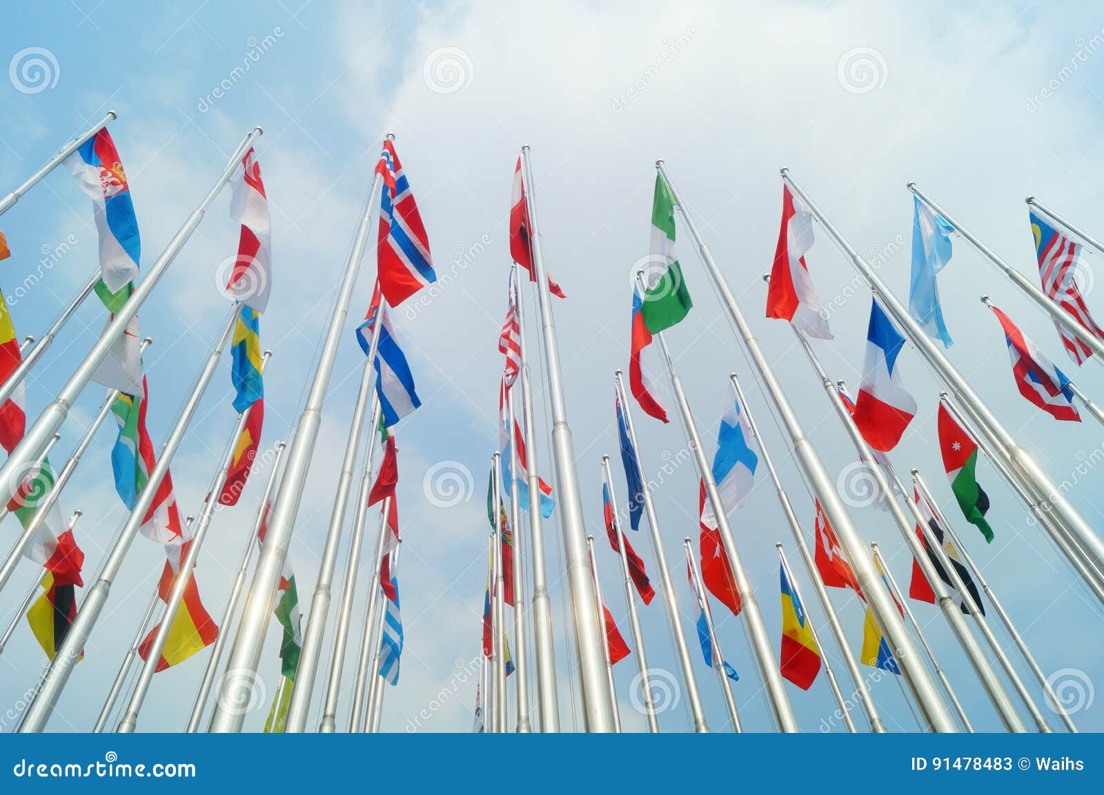 Flags of various colors stock image. Image of outdoor - 91478483