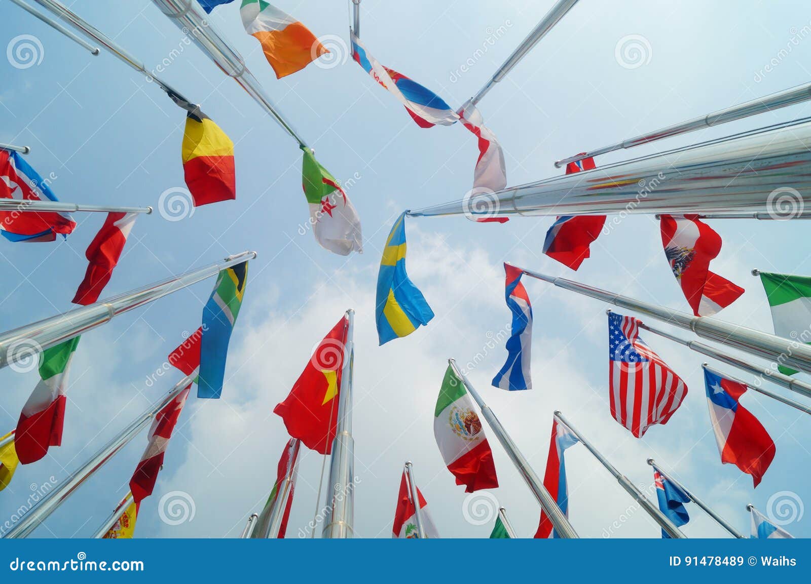 Flags of various colors stock image. Image of landscape - 91478489