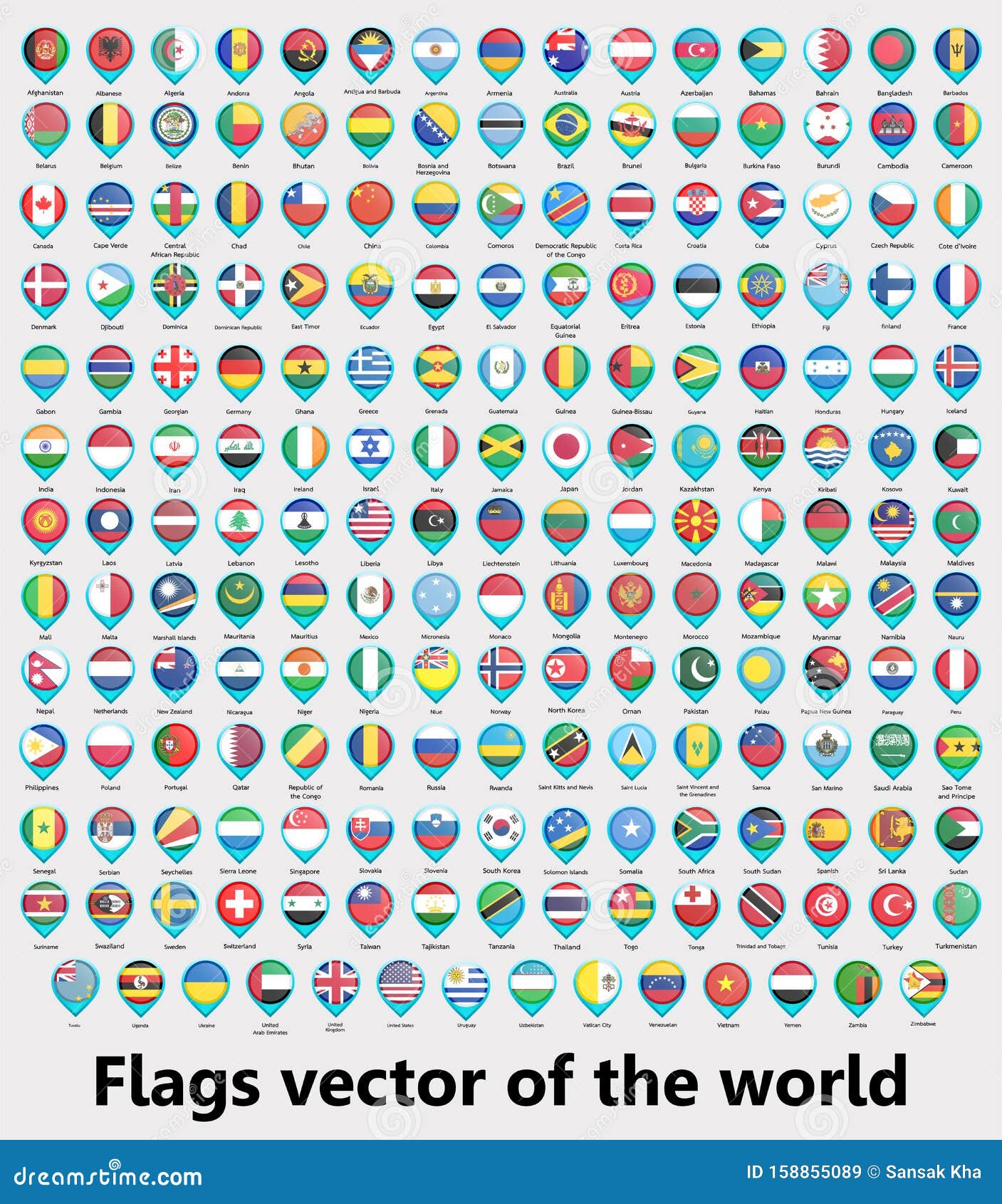 Flags Vector of the World, Circular Design Stock Illustration ...