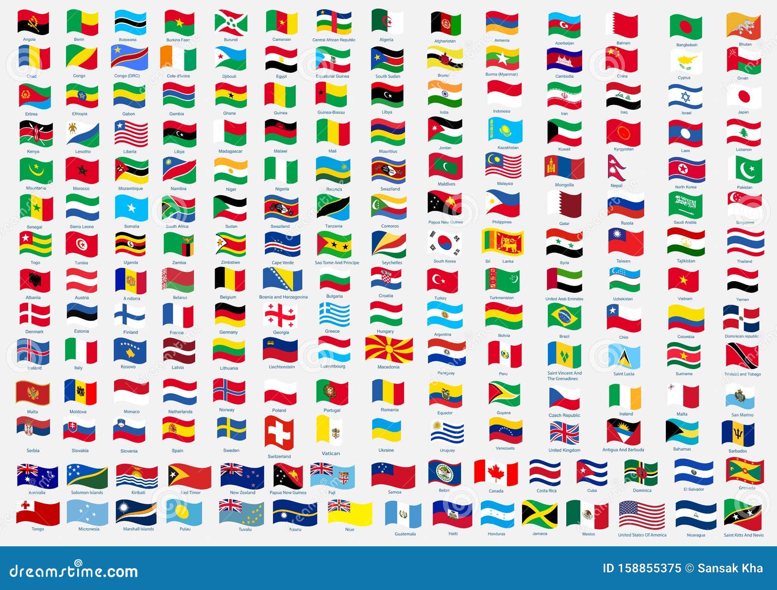 Flags Vector of the World, Wave Design Stock Illustration ...
