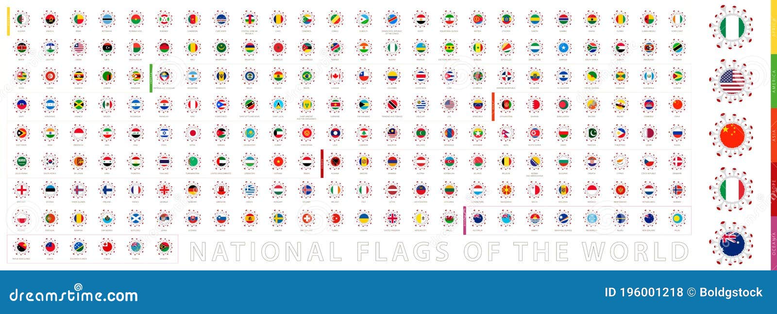 Flags In Virus Cell Shape Collection. National Flags Of The World ...