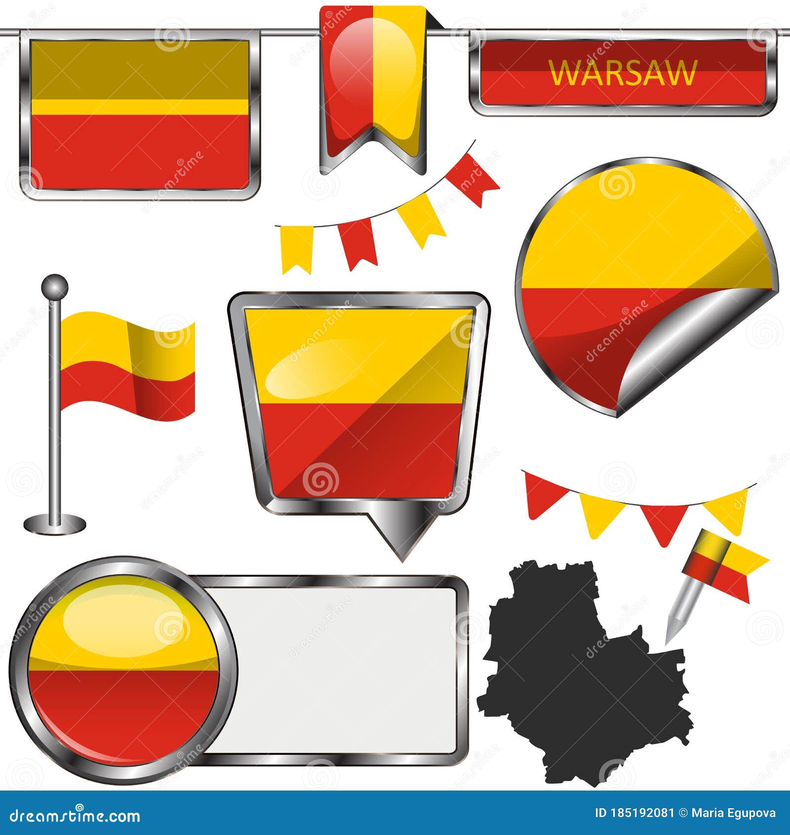 Flags of Warsaw, Poland stock vector. Illustration of icon - 185192081