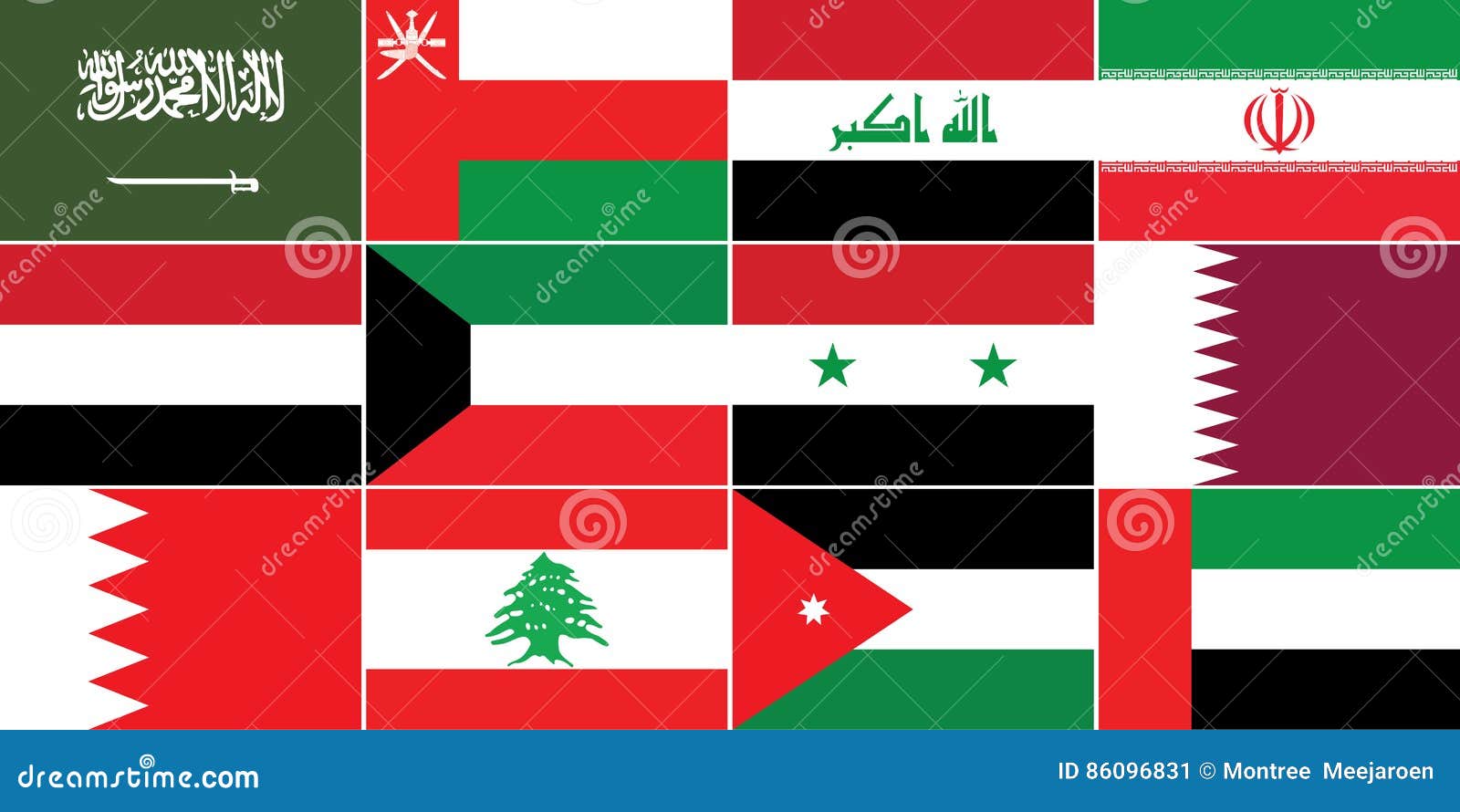 Flags of Western Asia stock vector. Illustration of horizontal - 86096831
