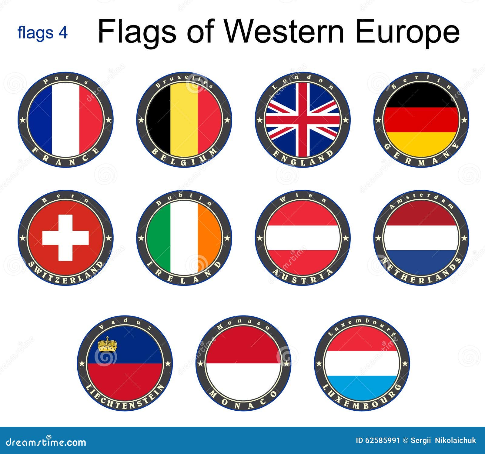 Flags of Western Europe. Flags 4 Stock Vector - Illustration of nation ...
