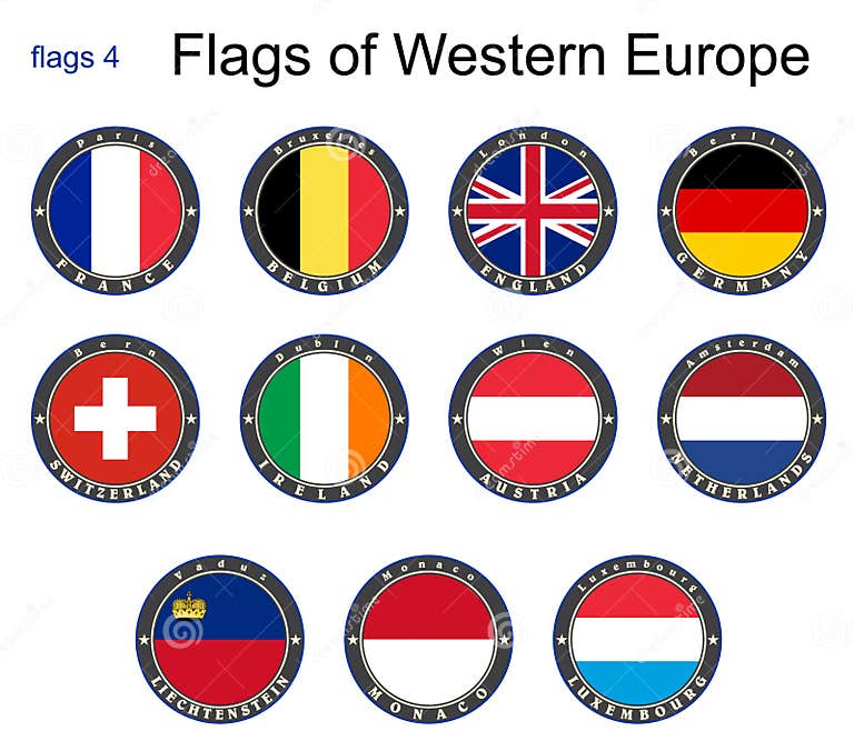 Flags of Western Europe. Flags 4 Stock Vector - Illustration of nation ...