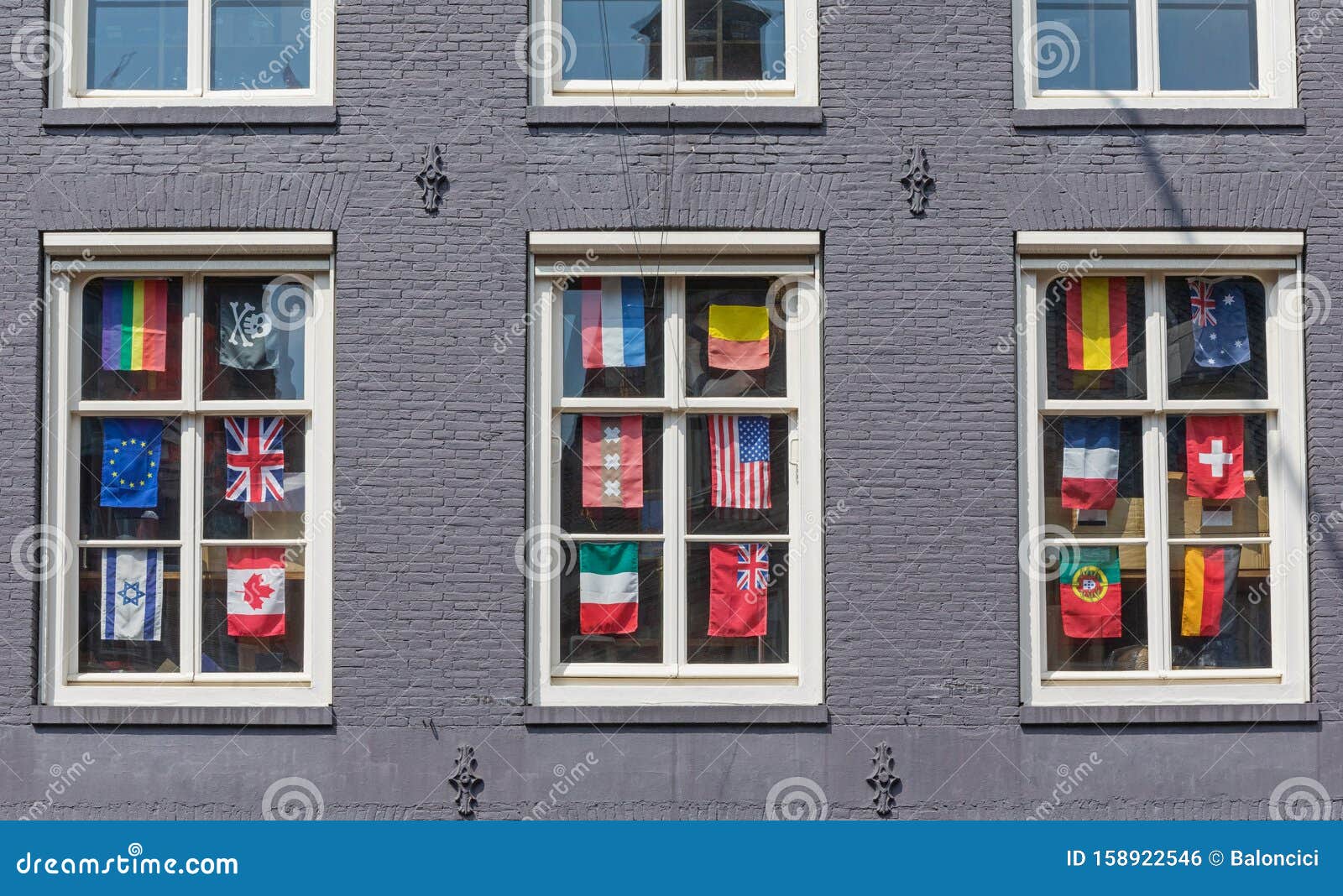 Flags in Windows stock photo. Image of flag, glass, flags - 158922546
