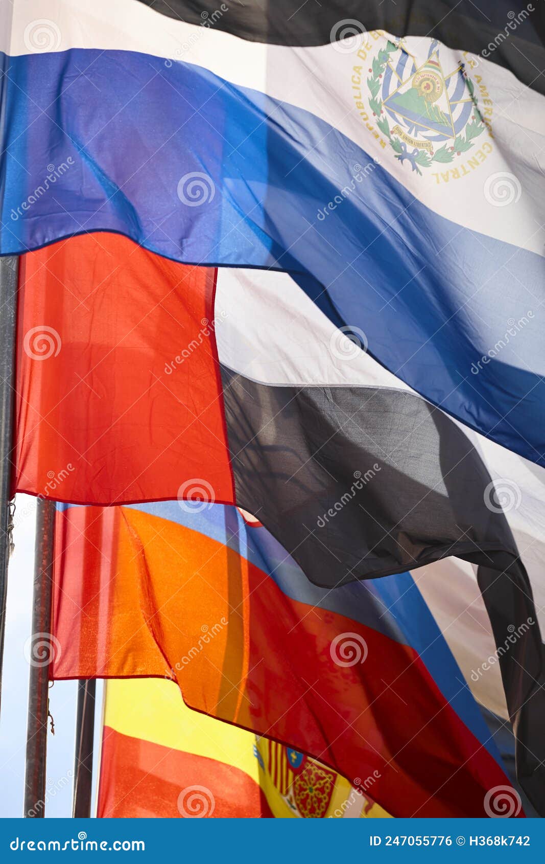 Flags of the Word Waving in the Wind. International Emblems Stock Photo ...