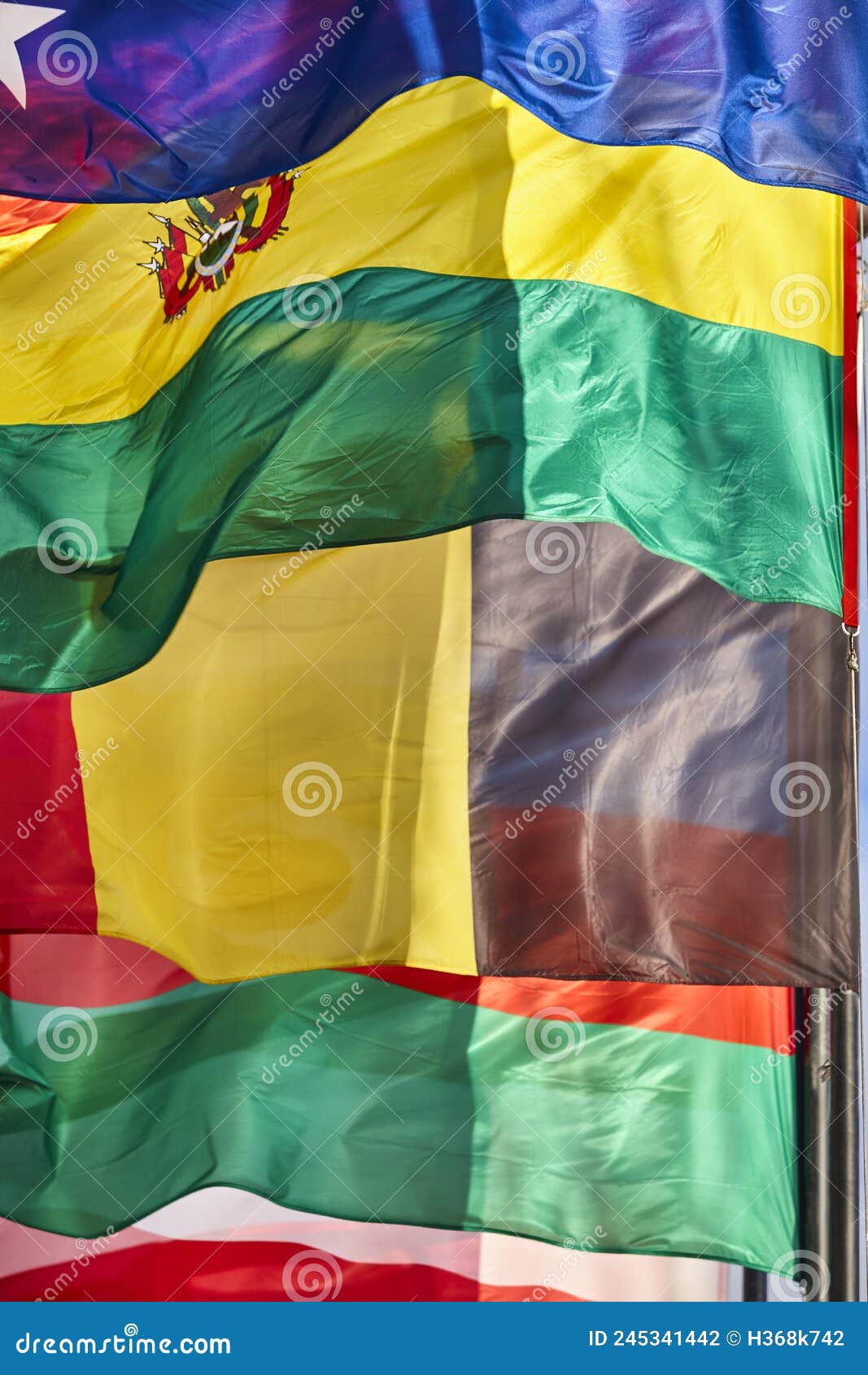 Flags of the Word Waving in the Wind. International Emblems Stock Photo ...