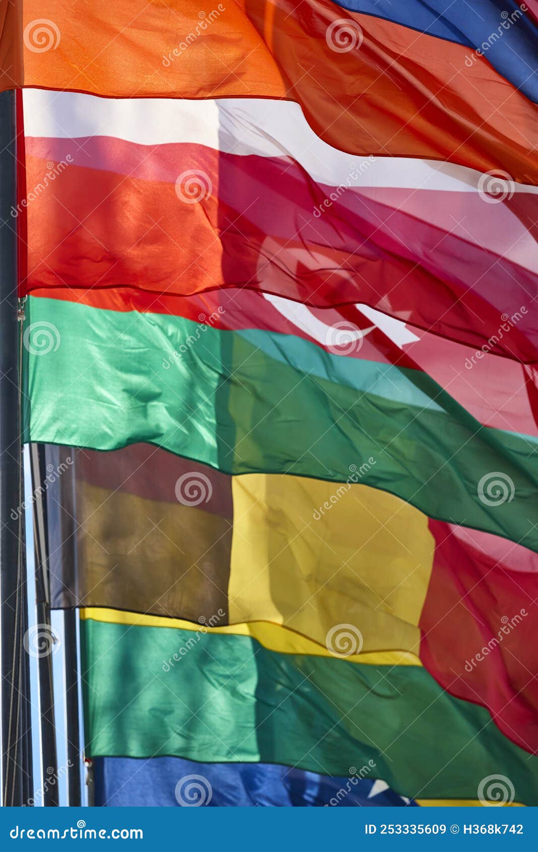 Flags of the Word Waving in the Wind. International Emblems Stock Image ...