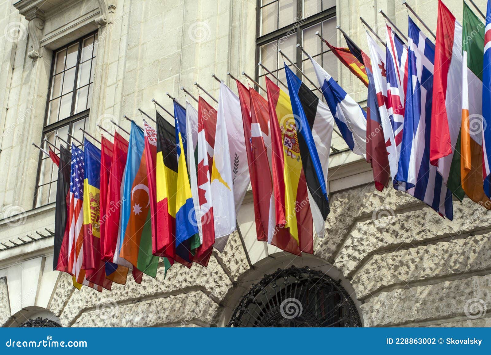 Flags of the World on a Building in Austria Stock Photo - Image of ...