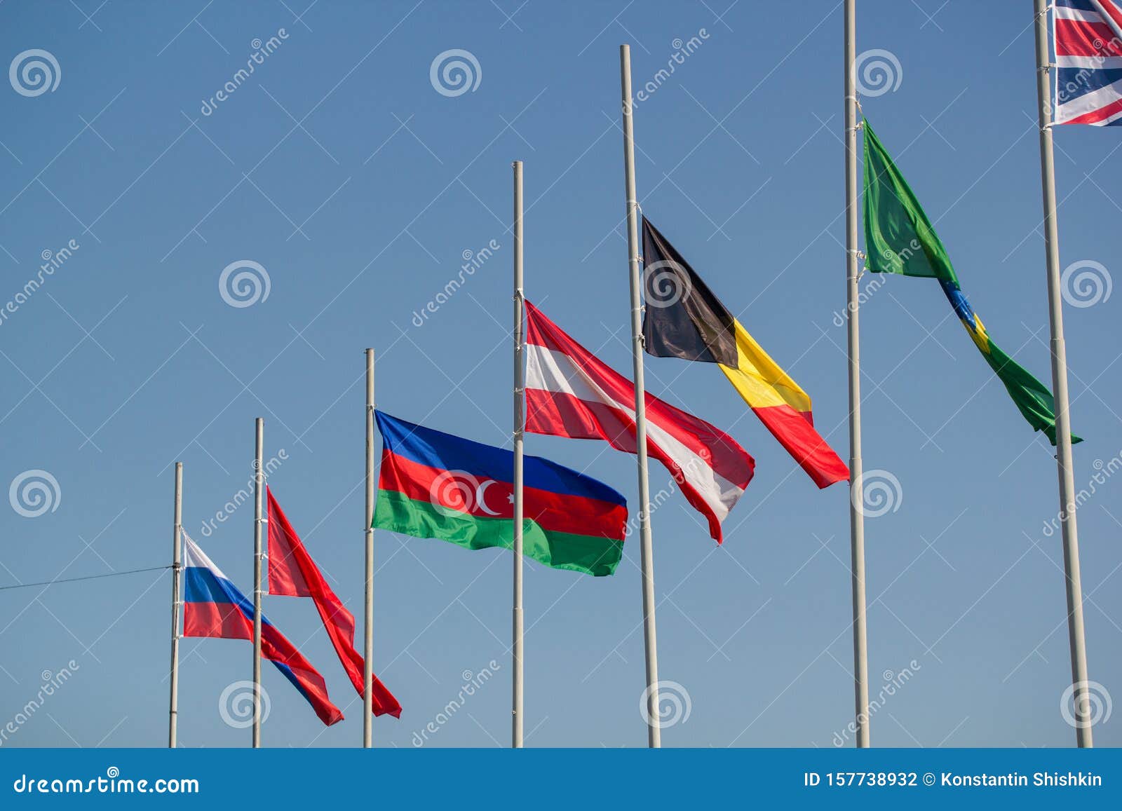 Flags of the World Countries Blowing in the Wind Stock Photo - Image of ...