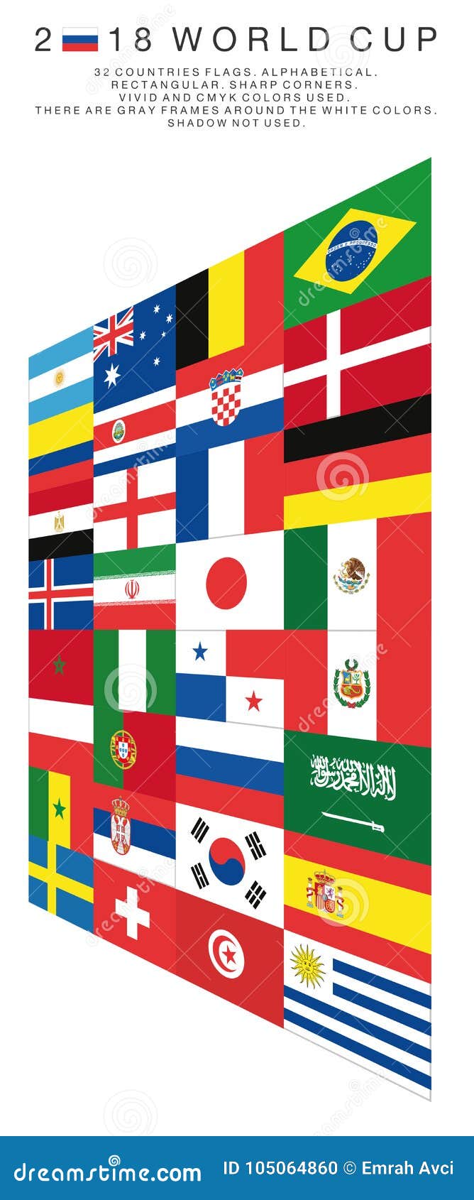 Rectangular Flags of 2018 World Cup Countries Editorial Image ...