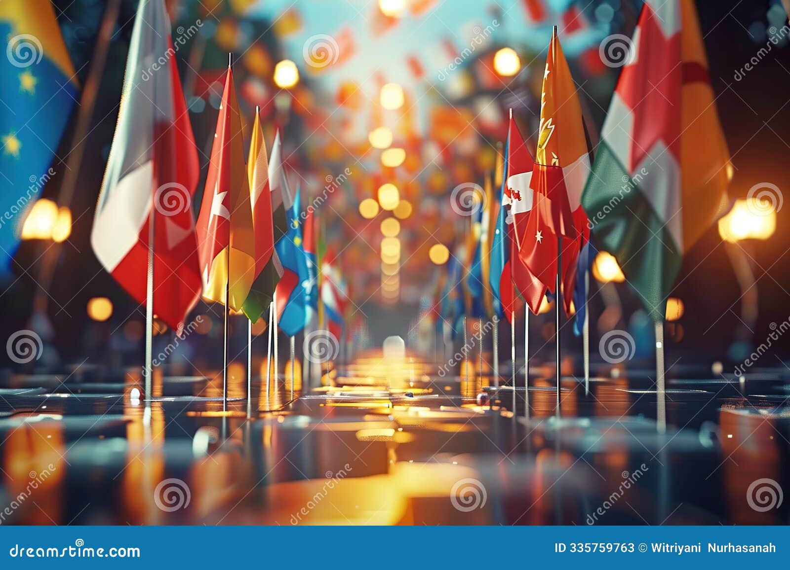Flags of the World in a Festive Setting Stock Illustration ...