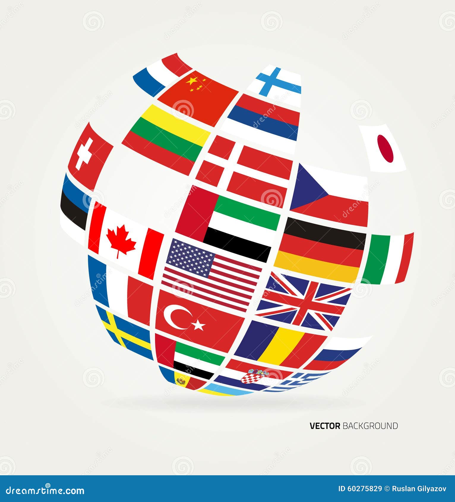 Flags of the World in Globe Stock Vector - Illustration of globe ...