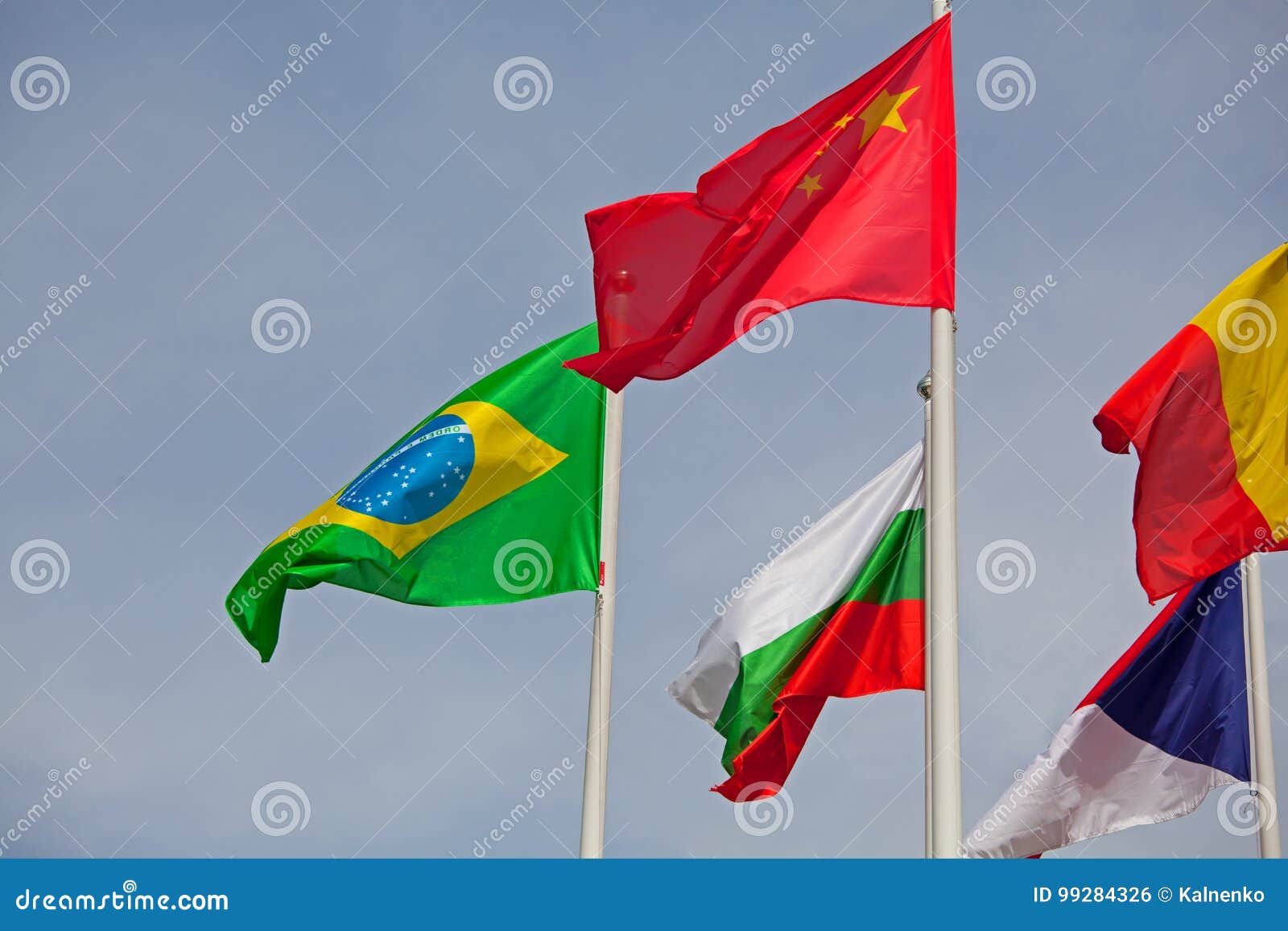 Flags of the World Happily Blowing in the Wind . Stock Photo - Image of ...
