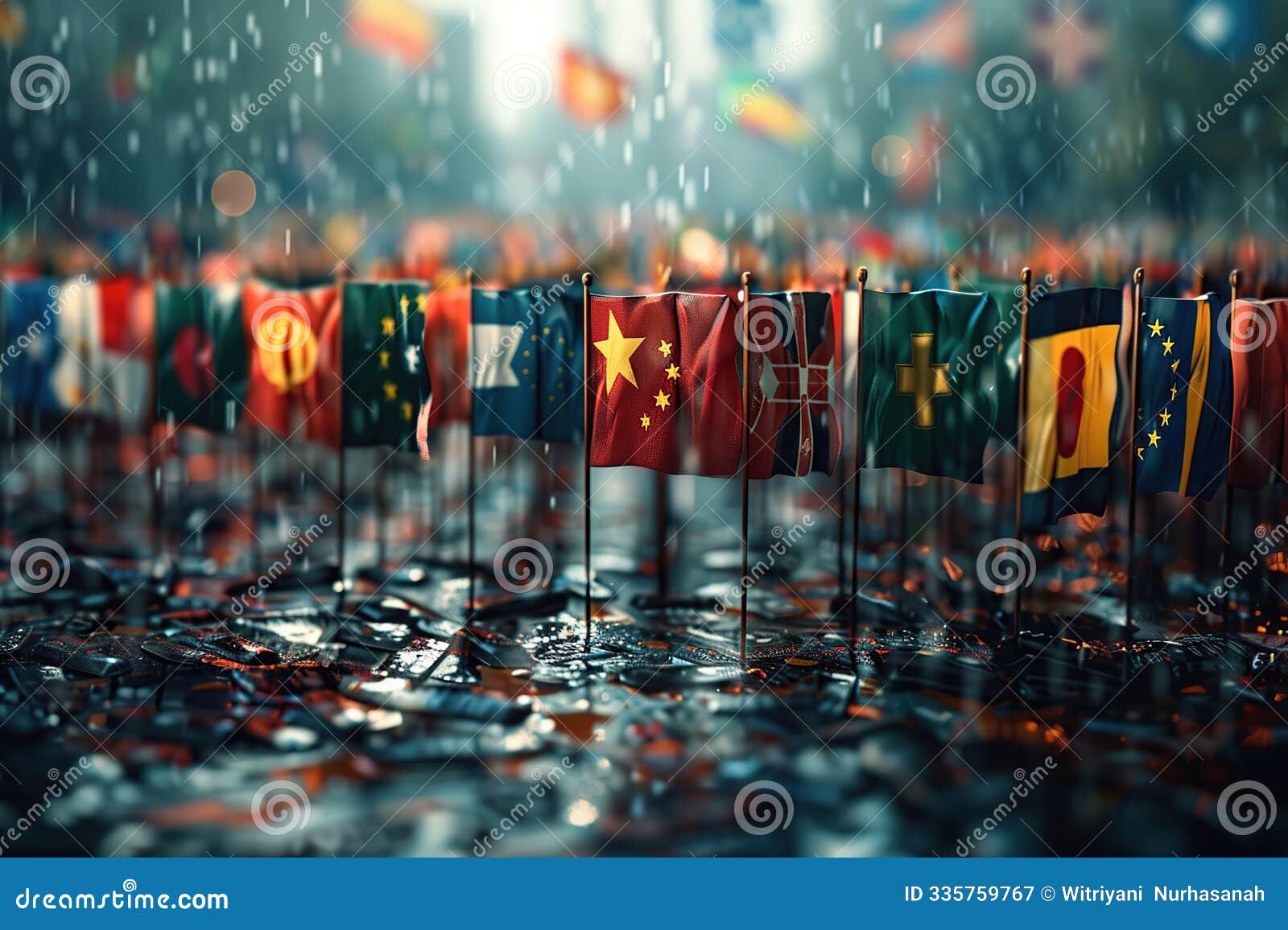 Flags of the World in Rain stock illustration. Illustration of colorful ...