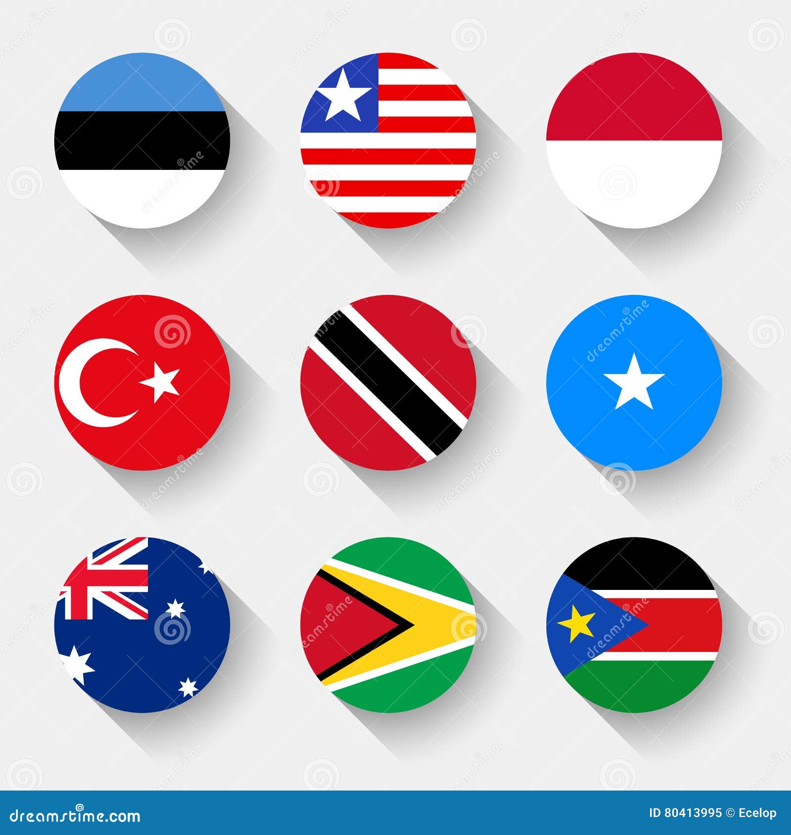 Flags of the World, Round Buttons Stock Vector - Illustration of icon ...