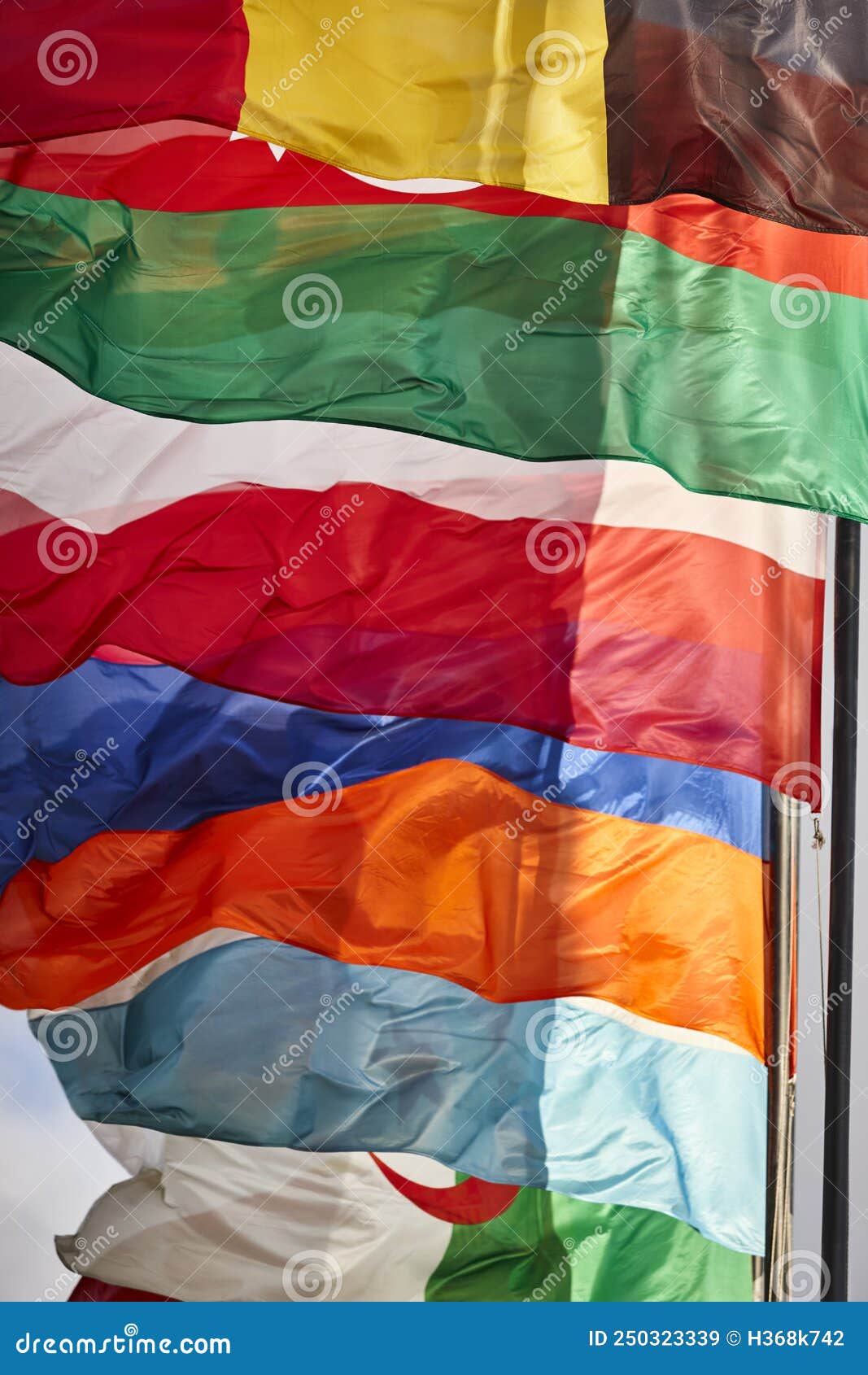 Flags of the World Waving in the Wind. International Emblems Stock ...