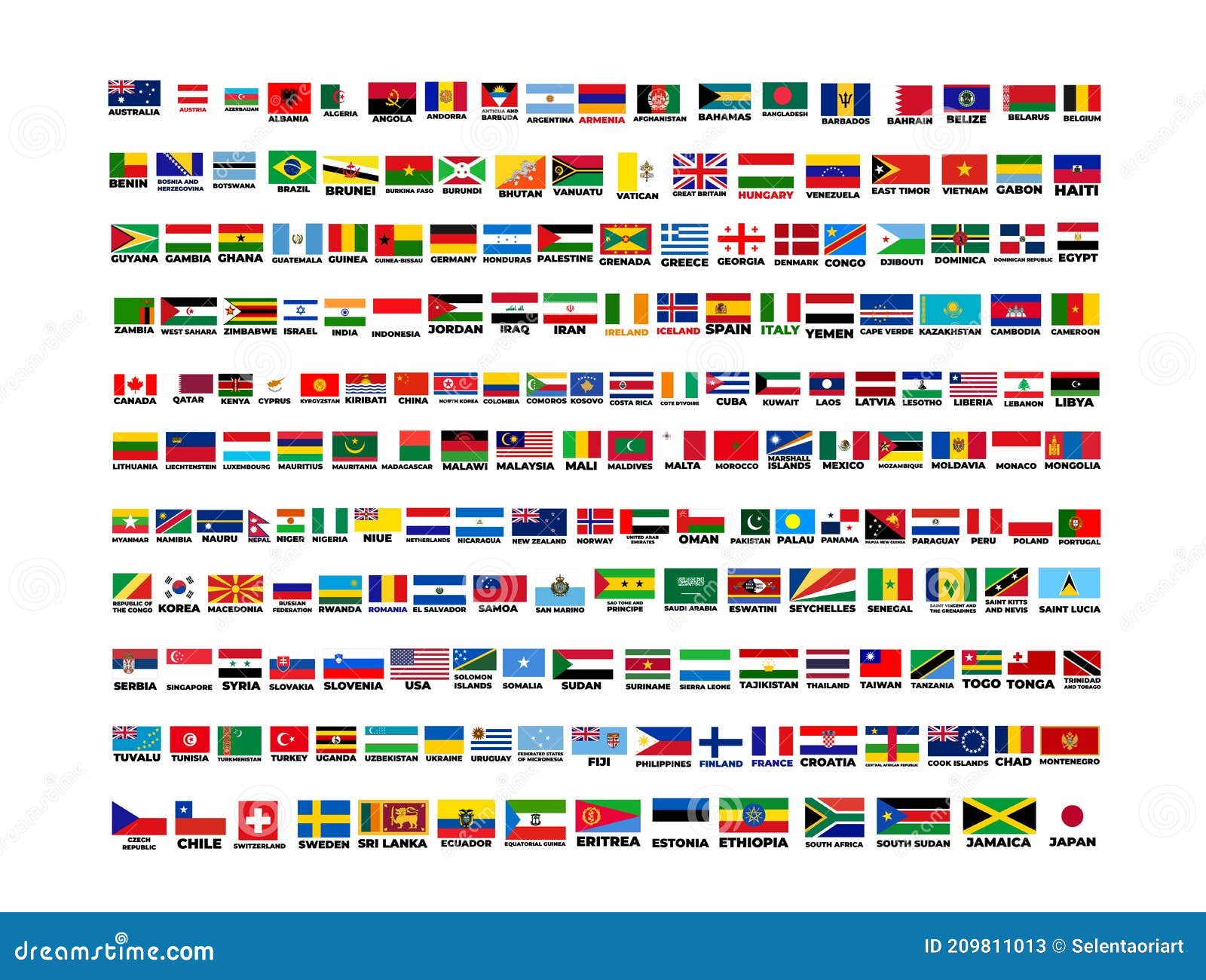 Flags of the World. World Flag Vector Illustration. Rectangle Design ...