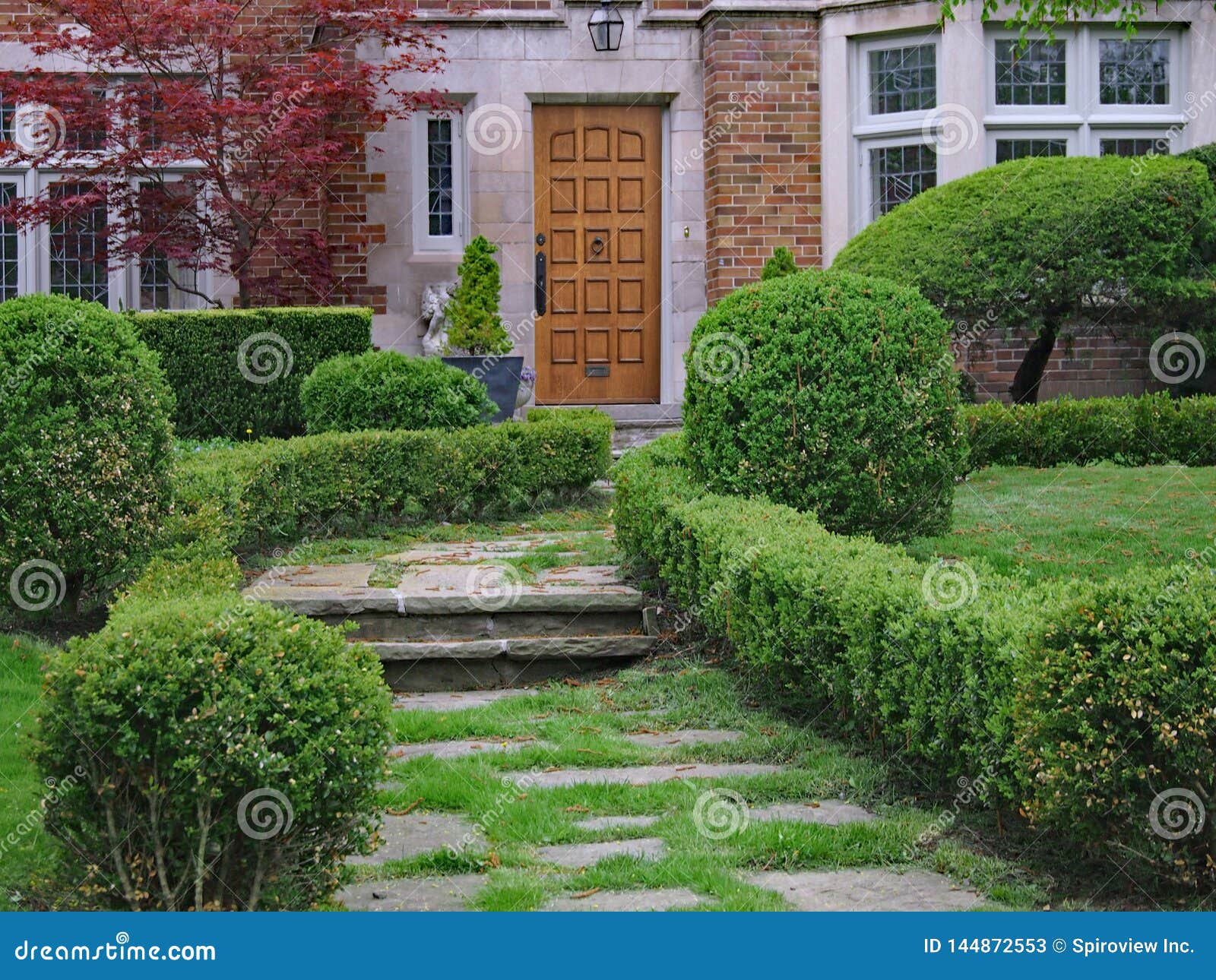 Flagstone Path In Grassy Lawn On Slope Stock Image | CartoonDealer.com ...