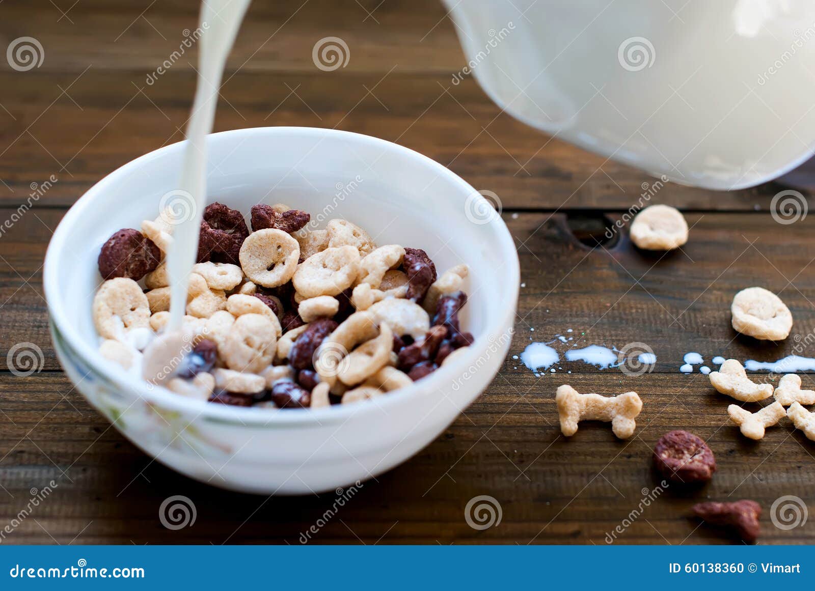 Flakes in the Form of Skulls and Bones with Milk for Breakfast Stock ...