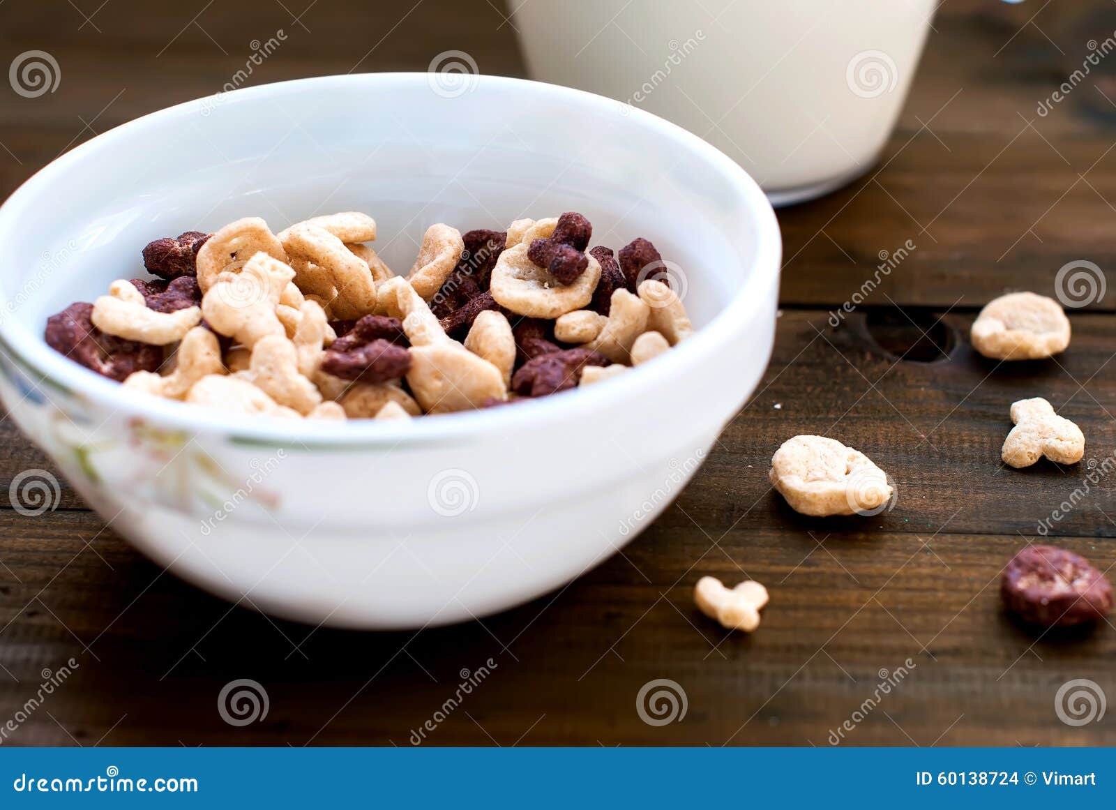 Flakes in the Form of Skulls and Bones with Milk for Breakfast Stock ...