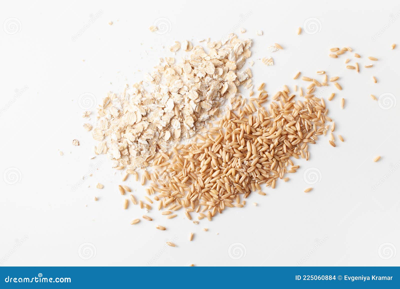 Flakes and Peeled Oat Grains Pile Stock Photo - Image of energy ...