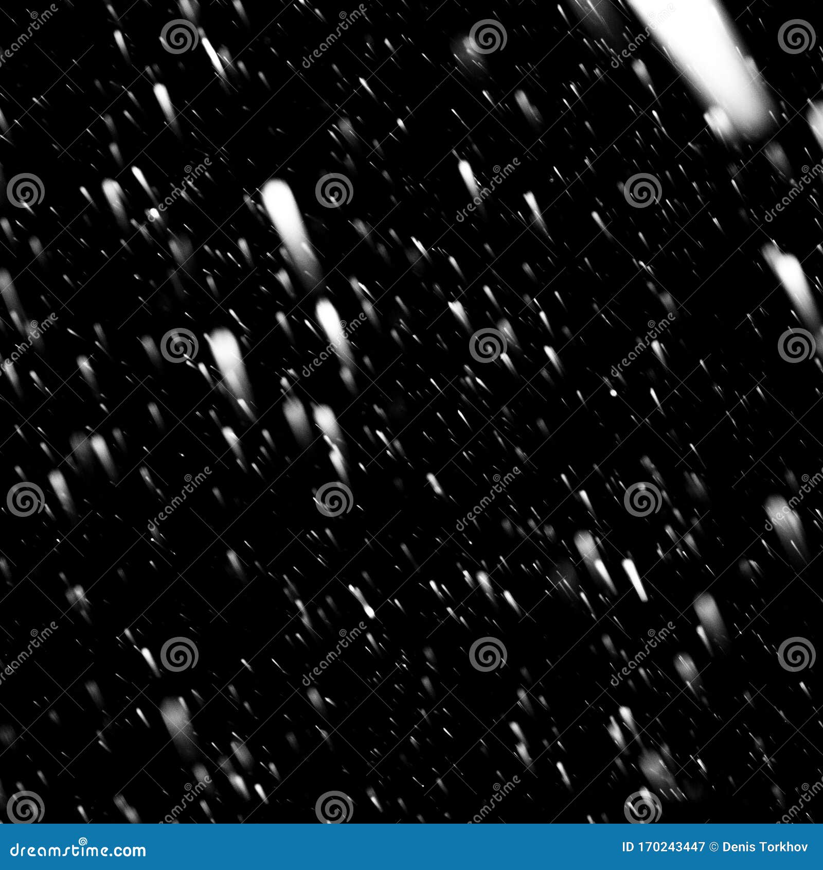 Flakes of Snow Falling Fast Against a Black Sky, the Front and ...