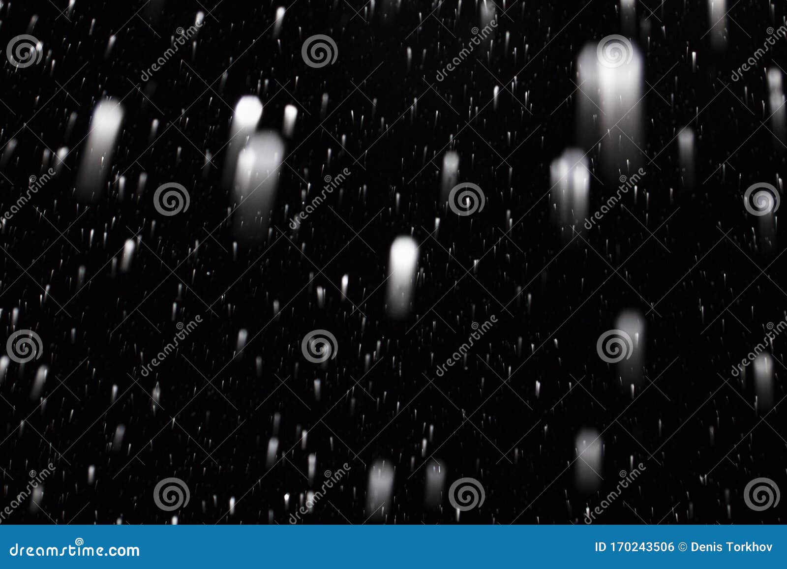 Flakes of Snow Falling Fast Against a Black Sky, the Front and ...