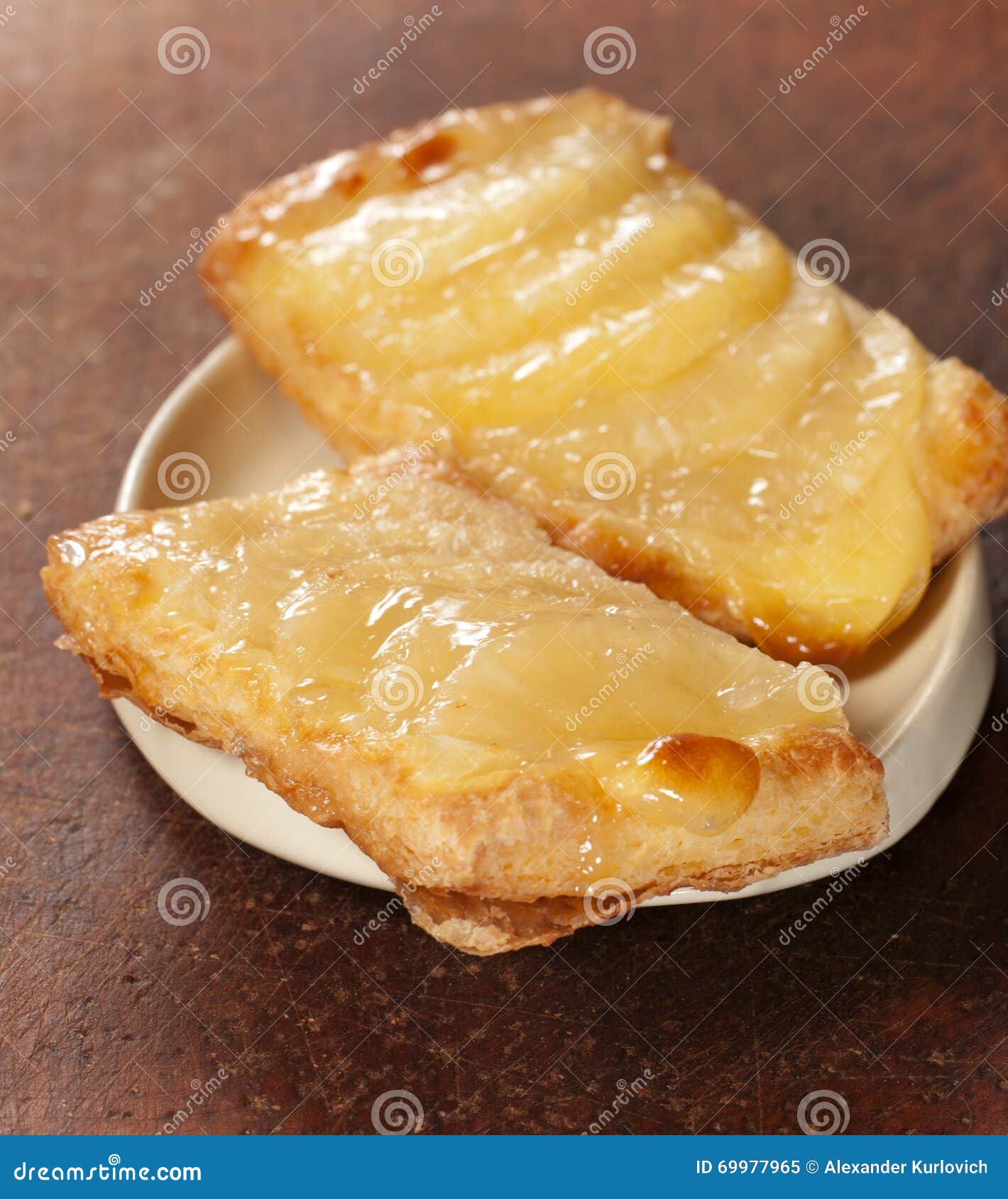 Flaky cake with pineapple stock image. Image of piece - 69977965