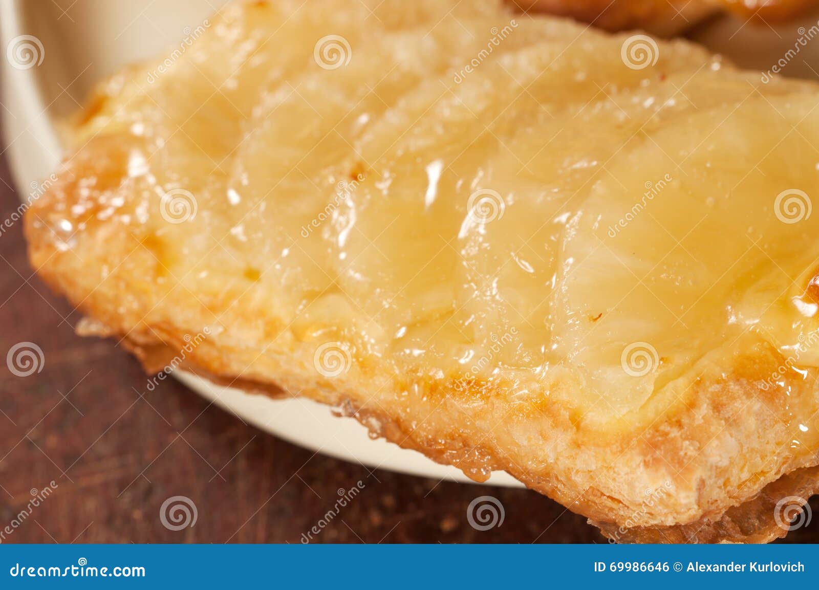 Flaky cake with pineapple stock photo. Image of puff - 69986646
