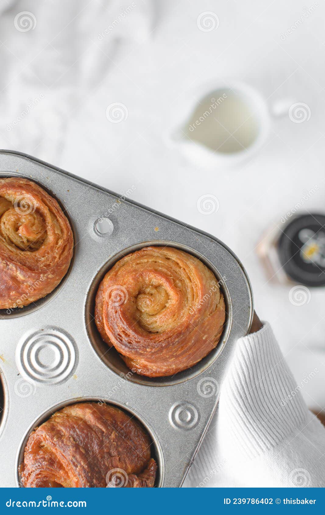 Flaky Morning Buns in a Cupcake Pan Stock Photo - Image of dessert ...